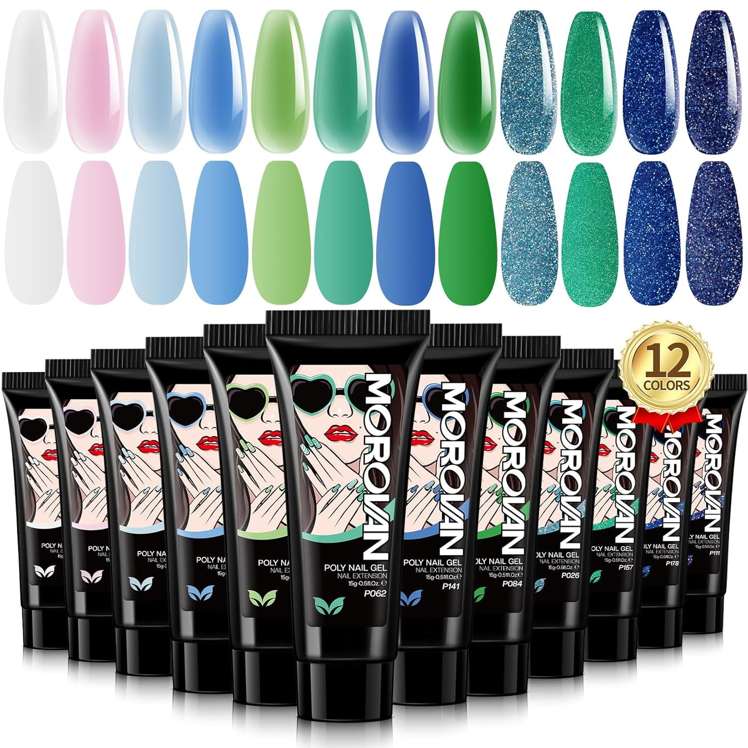 Morovan Poly Gel Nail Kit: Poly Gel Nail Polish Kit 12 Colors Poly Nail ...