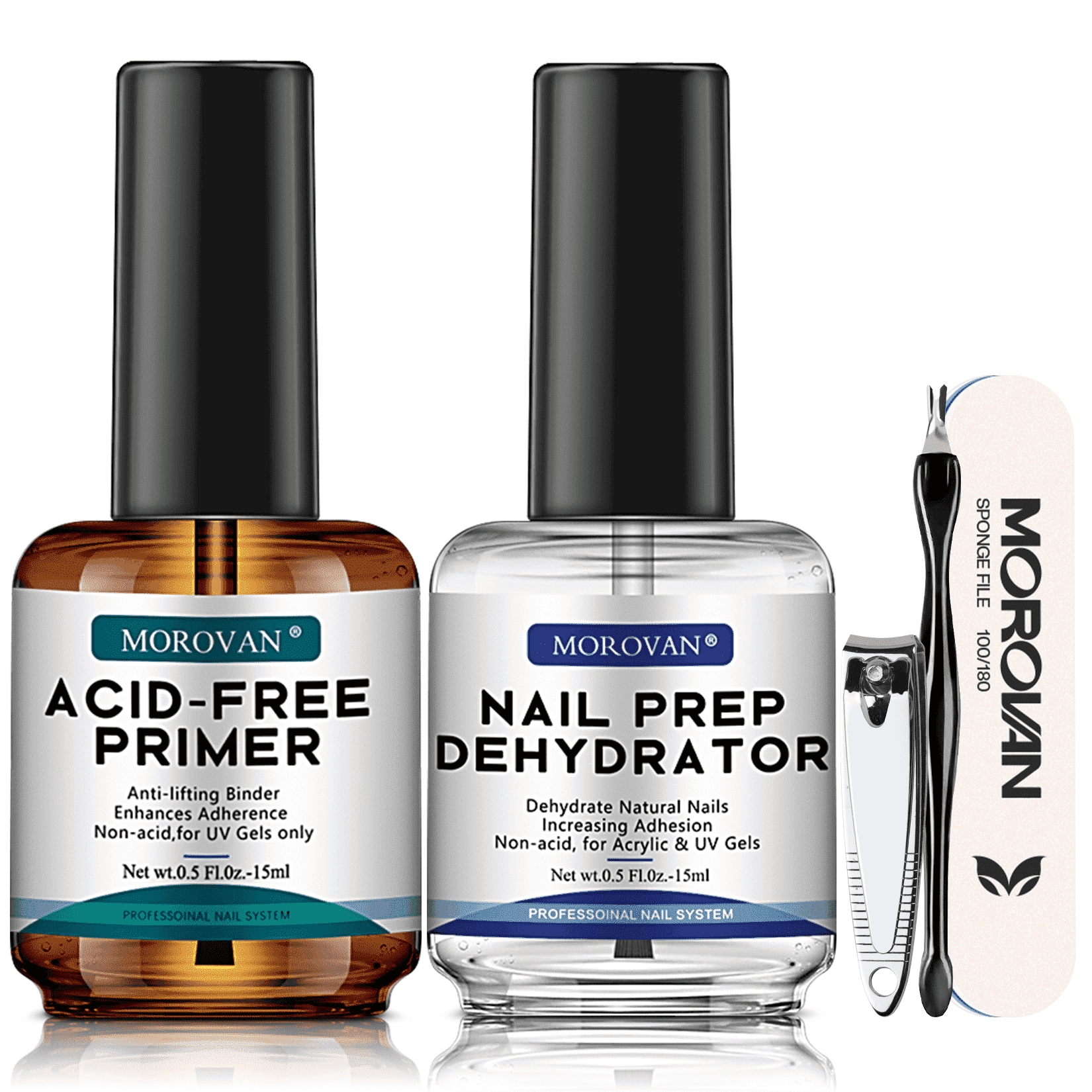 Morovan Professional Natural Nail Prep Dehydrator and Acid-Free Primer ...