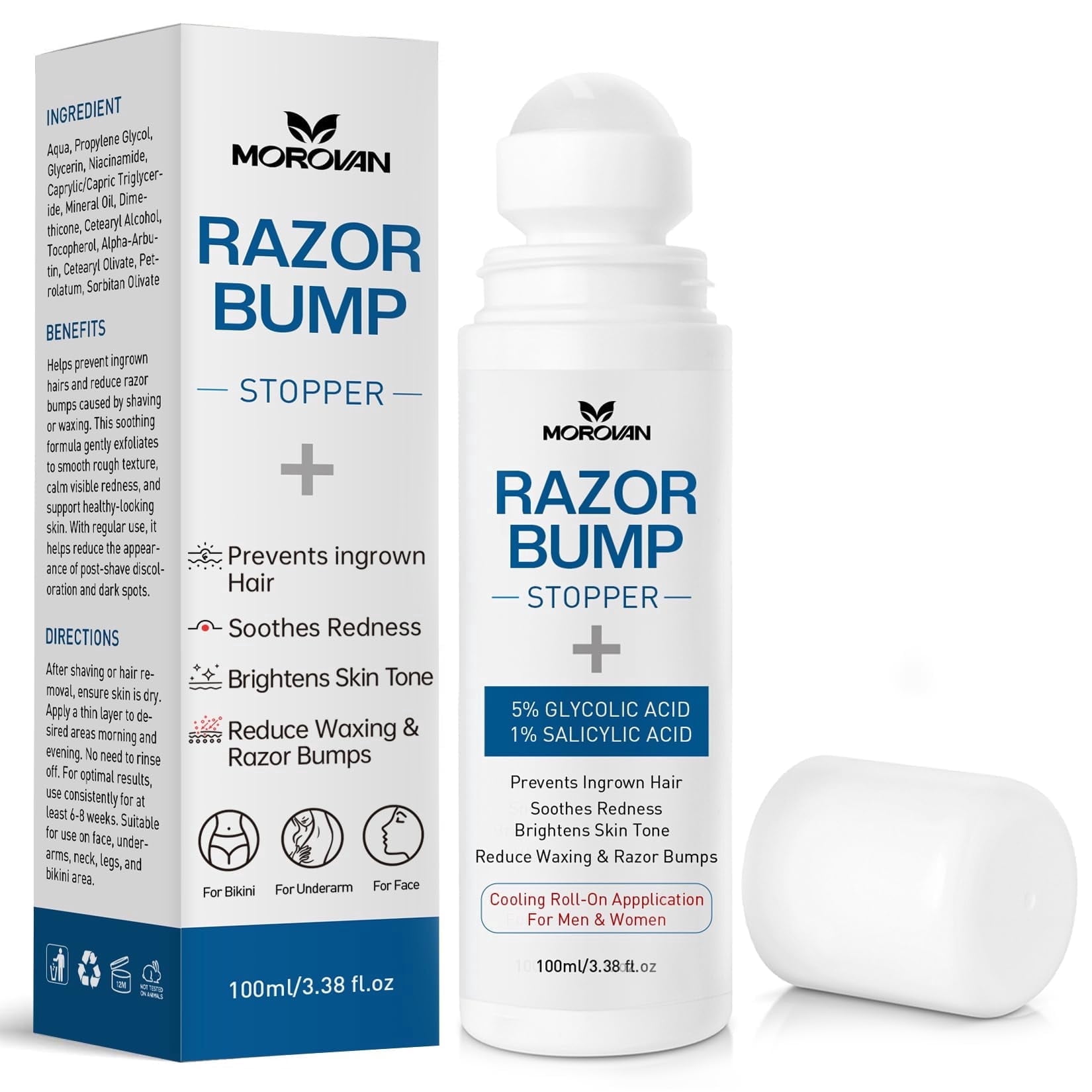 Razor Bumps Ingrown Hair Treatment Serum Post Shave and Waxing for Body ...