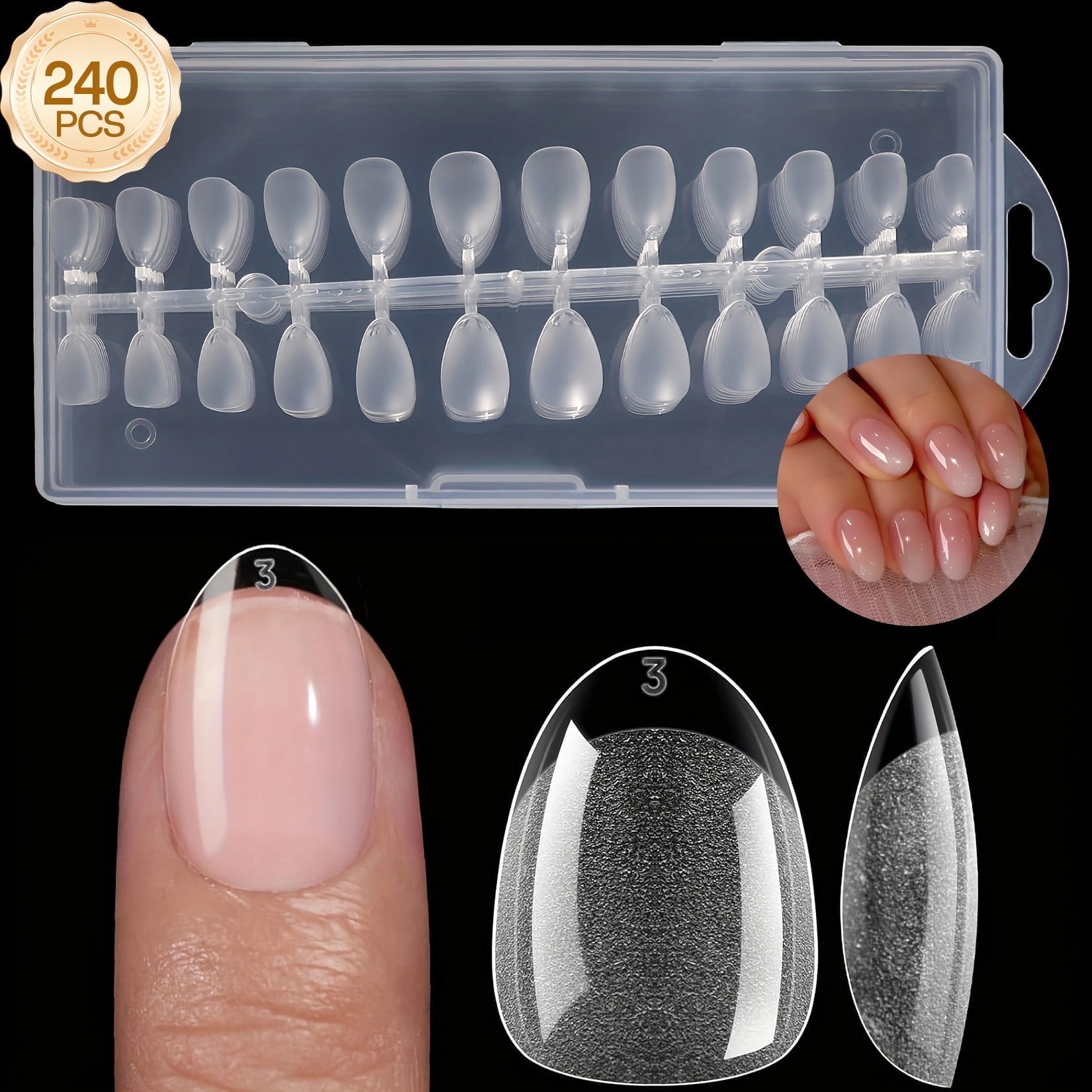 Morovan Short Almond Nail Tips: 240PCS Short Fake Nails Soft Press On ...