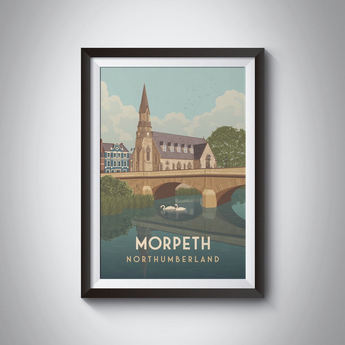 Morpeth Travel Poster, Northumberland, Uk, North East England, River ...