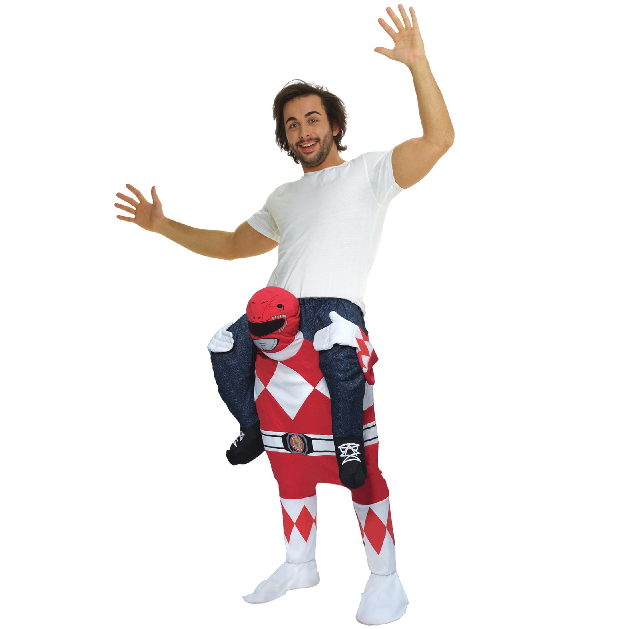 Morph Adult Red Power Ranger Piggyback Costume Ride On Superhero ...