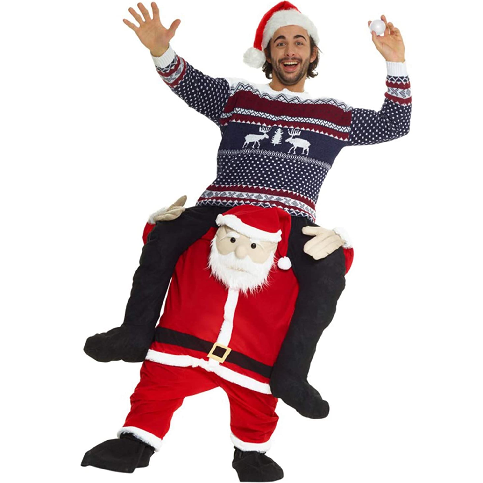 Morph Adult Santa Claus Piggyback Costume Mens Womens Father Christmas ...