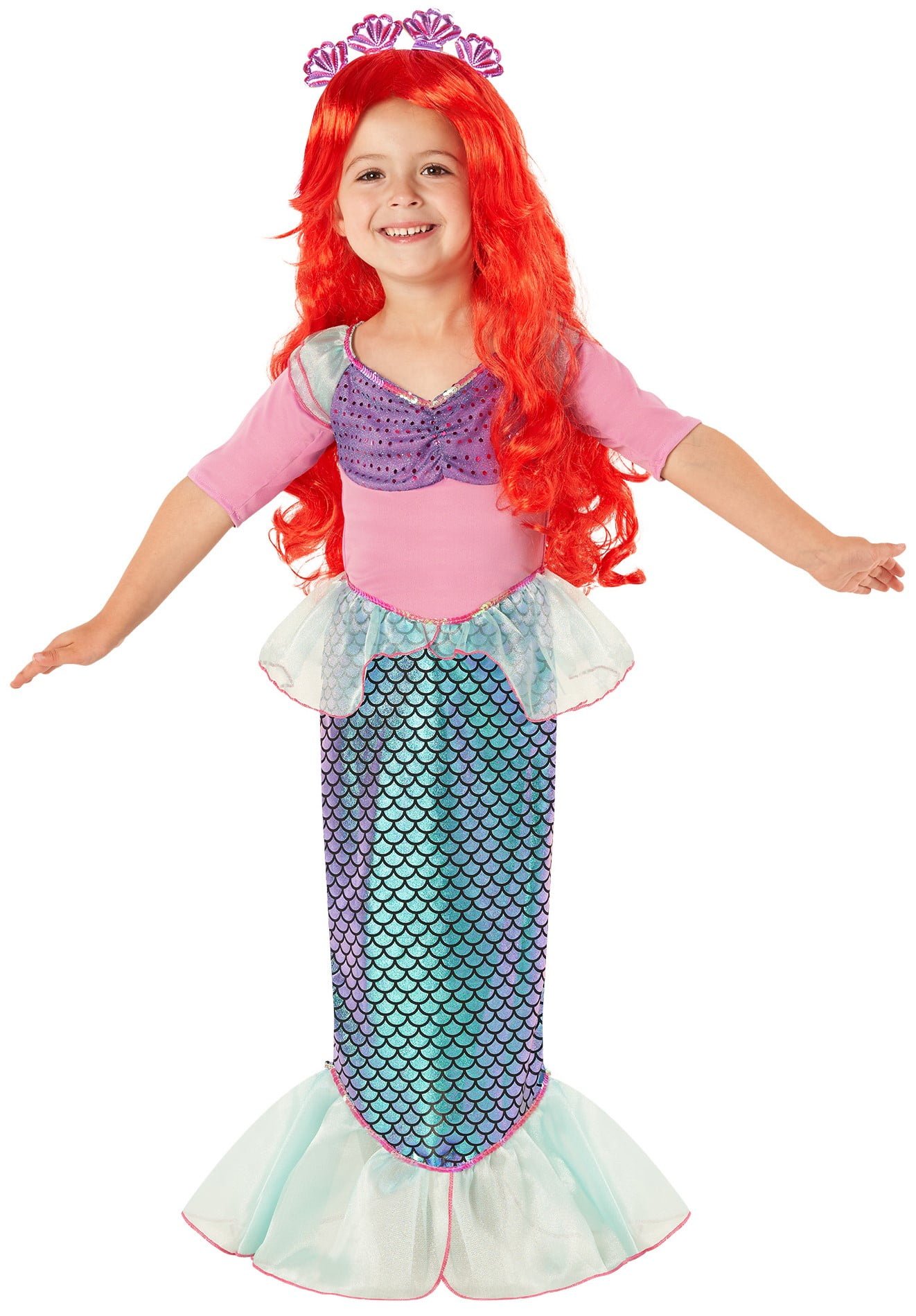 Morph Girls Mermaid Princess Costume Wig Kids Fairy Tale Book Day Week ...