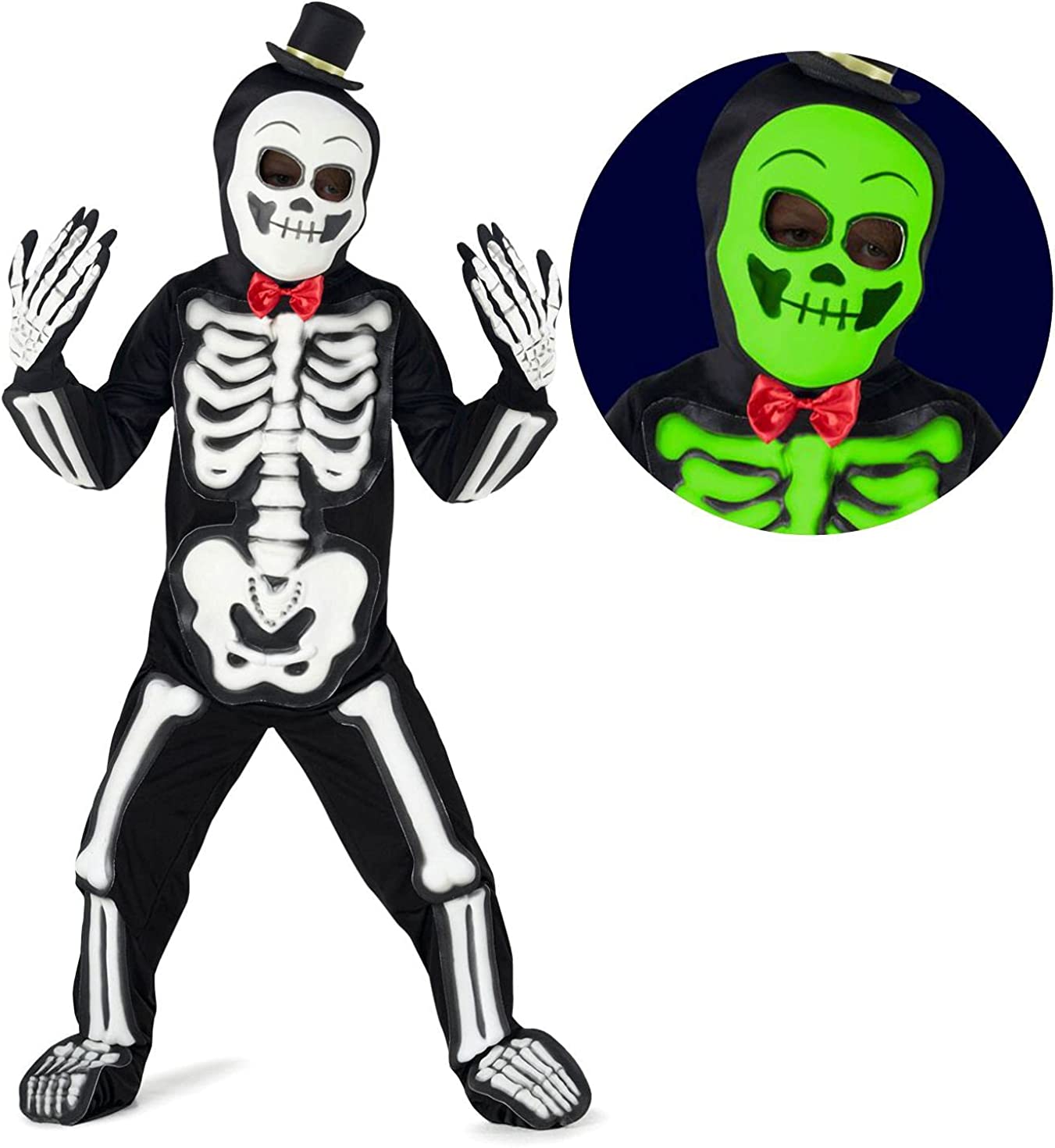 Morph Kids Glow in the Dark Skeleton Costume Boys Girls Halloween Fancy ...