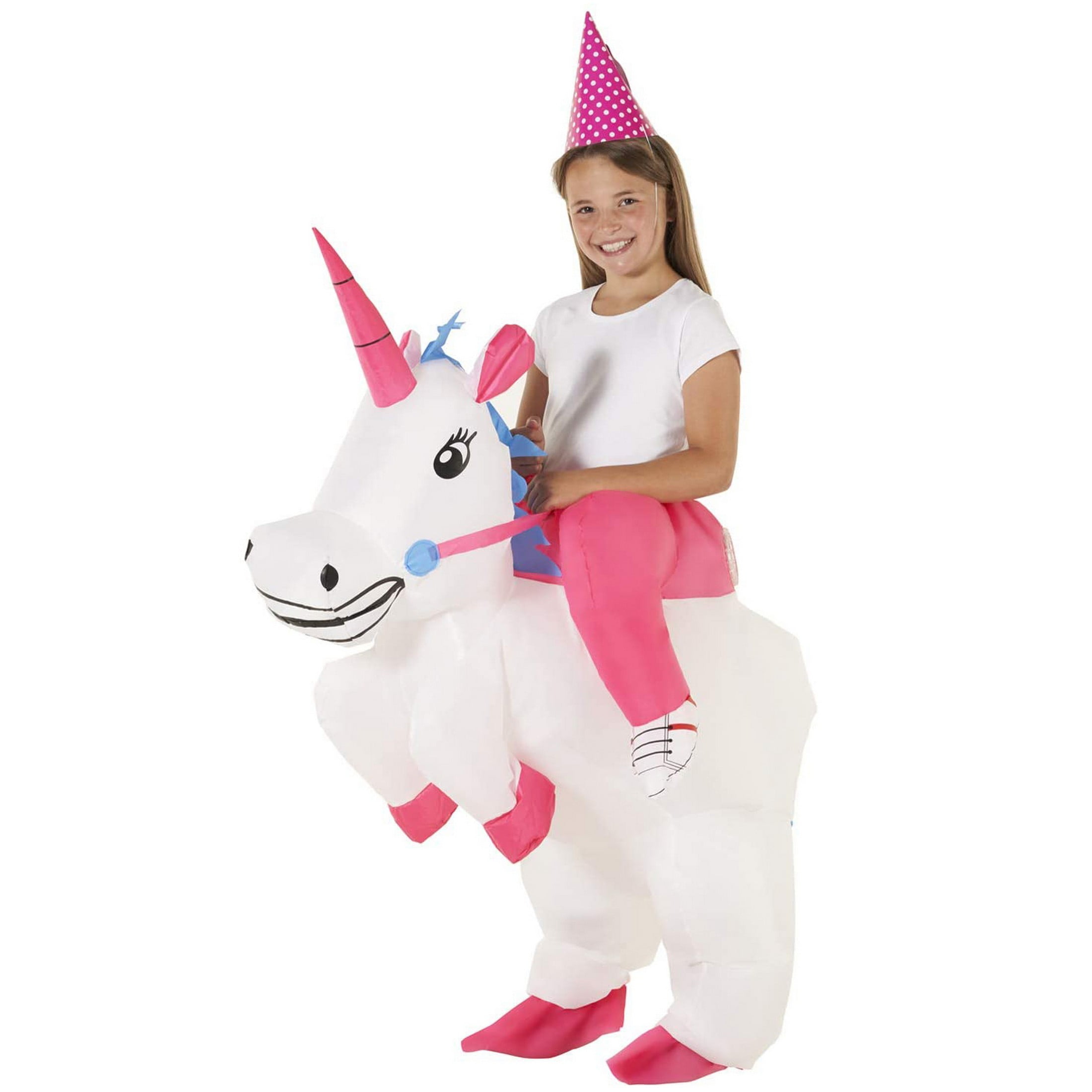 Morph Kids Unicorn Ride On Inflatable Costume Girls Party Fancy Dress ...