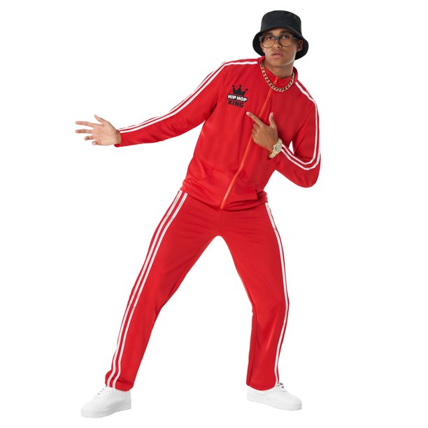Morph Mens 1980s Red Rapper Costume Boombox Adult 90s Hip Hop Tracksuit ...