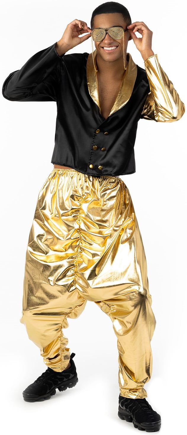 Morph Costumes Men's 90s Rapper Cosplay Outfit, Gold MC Hammer Adult ...