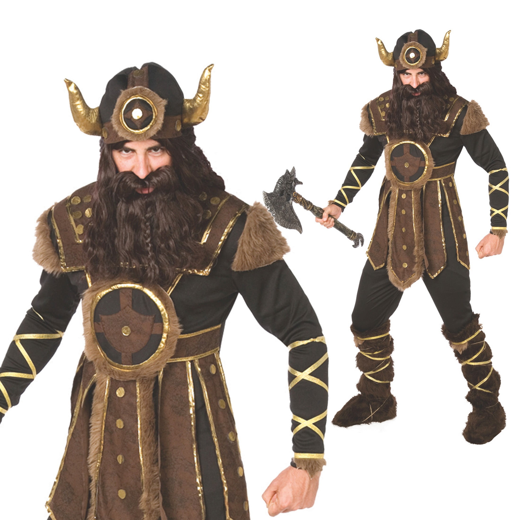 Morph Mens Viking Warrior Fancy Dress Costume incl Helmet Nordic ...