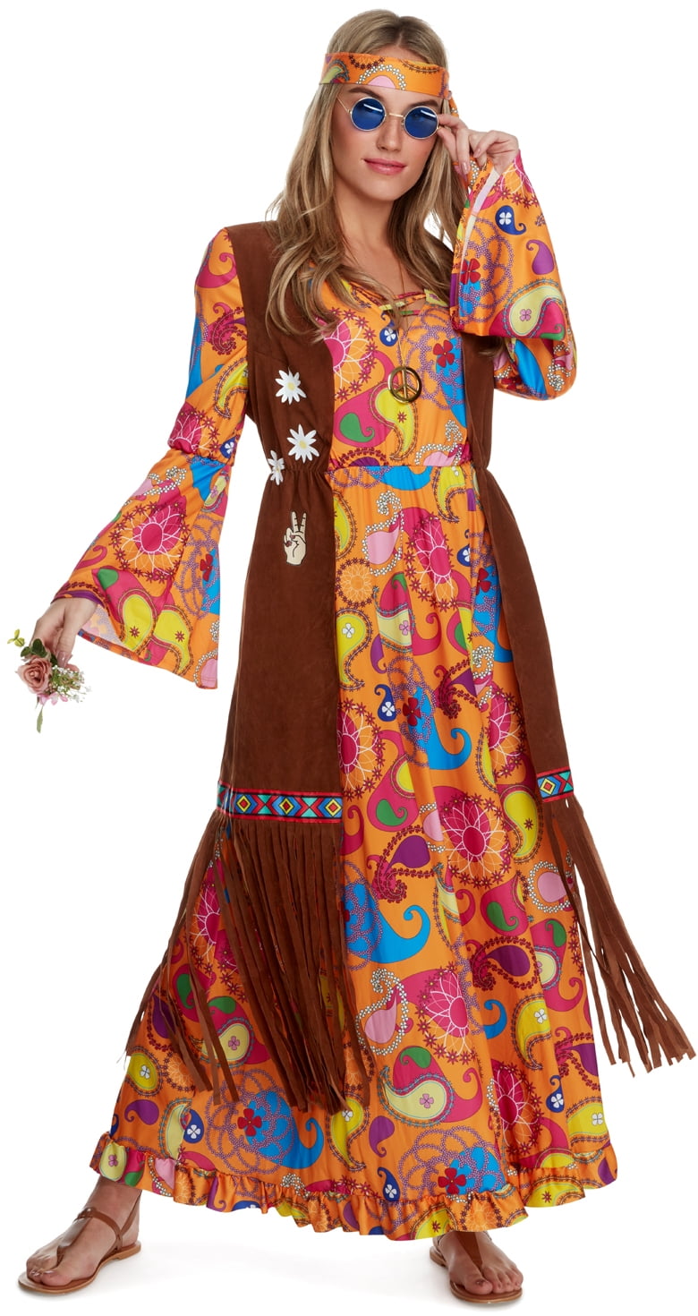 Morph Womens 1960s Hippie Costume Ladies Hippy Fancy Dress Flower Child ...