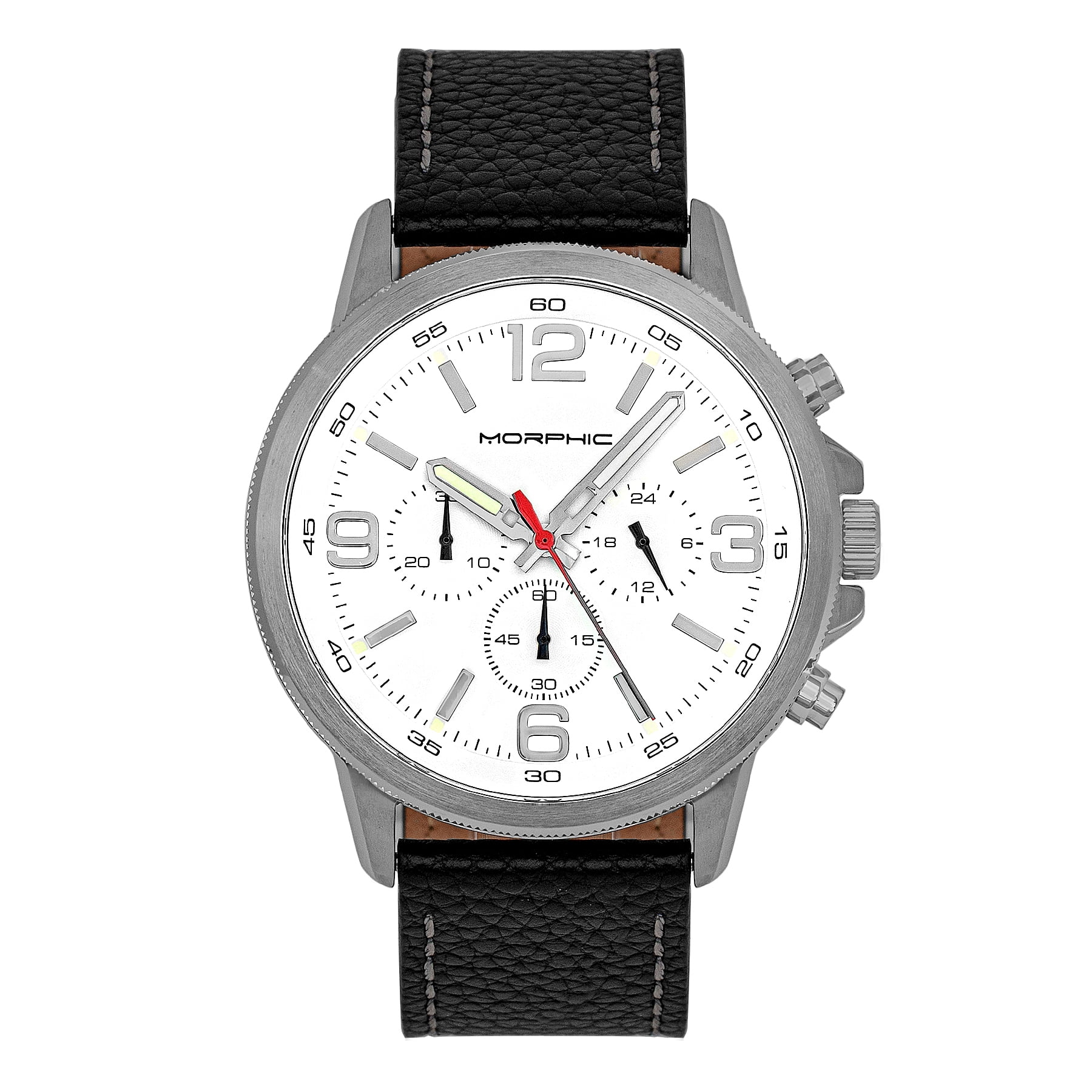 Morphic M86 Series Chronograph Leather-Band Watch - Black - Walmart.com
