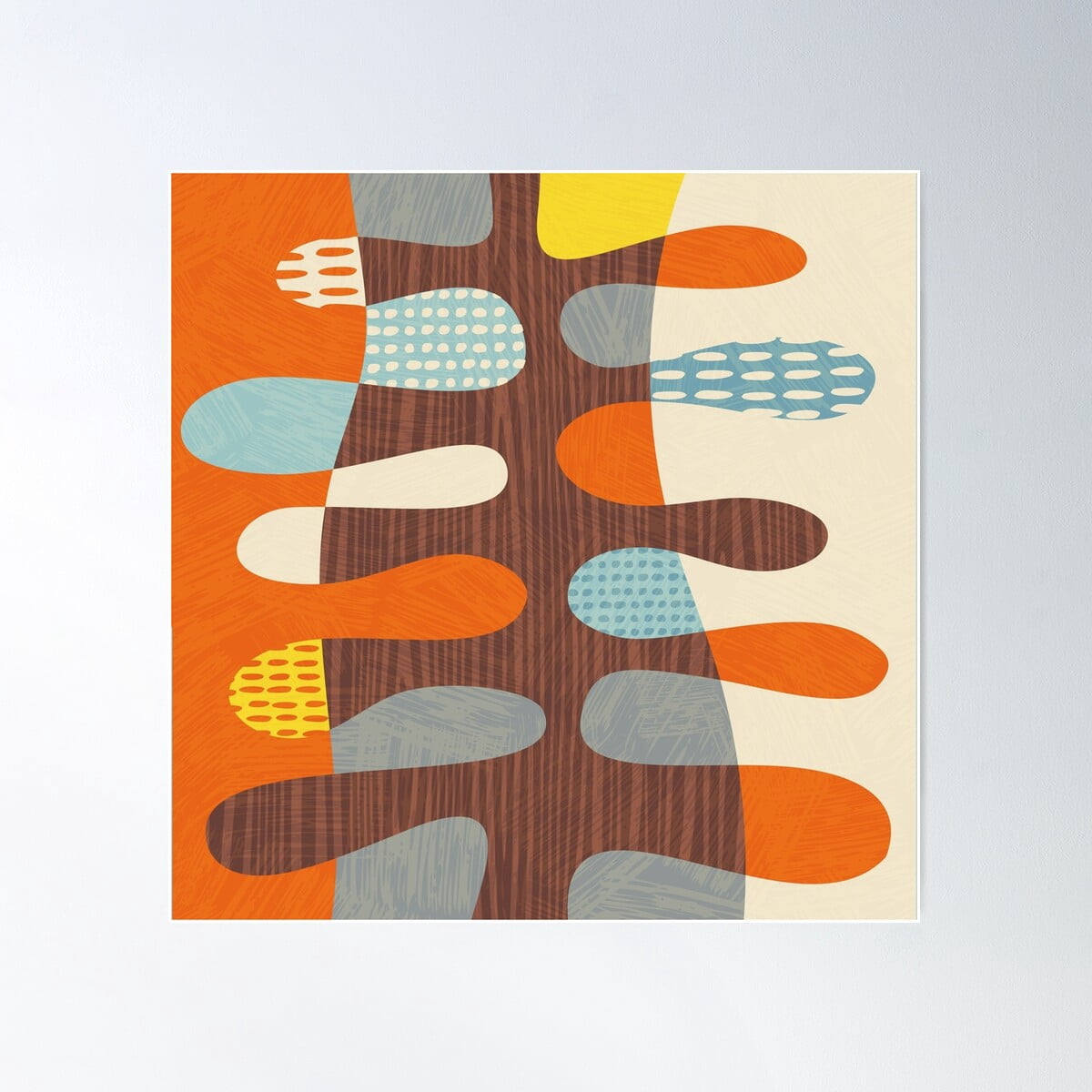 Morphing Flora- Mid Century Modern Abstract Organic Illustration Poster ...
