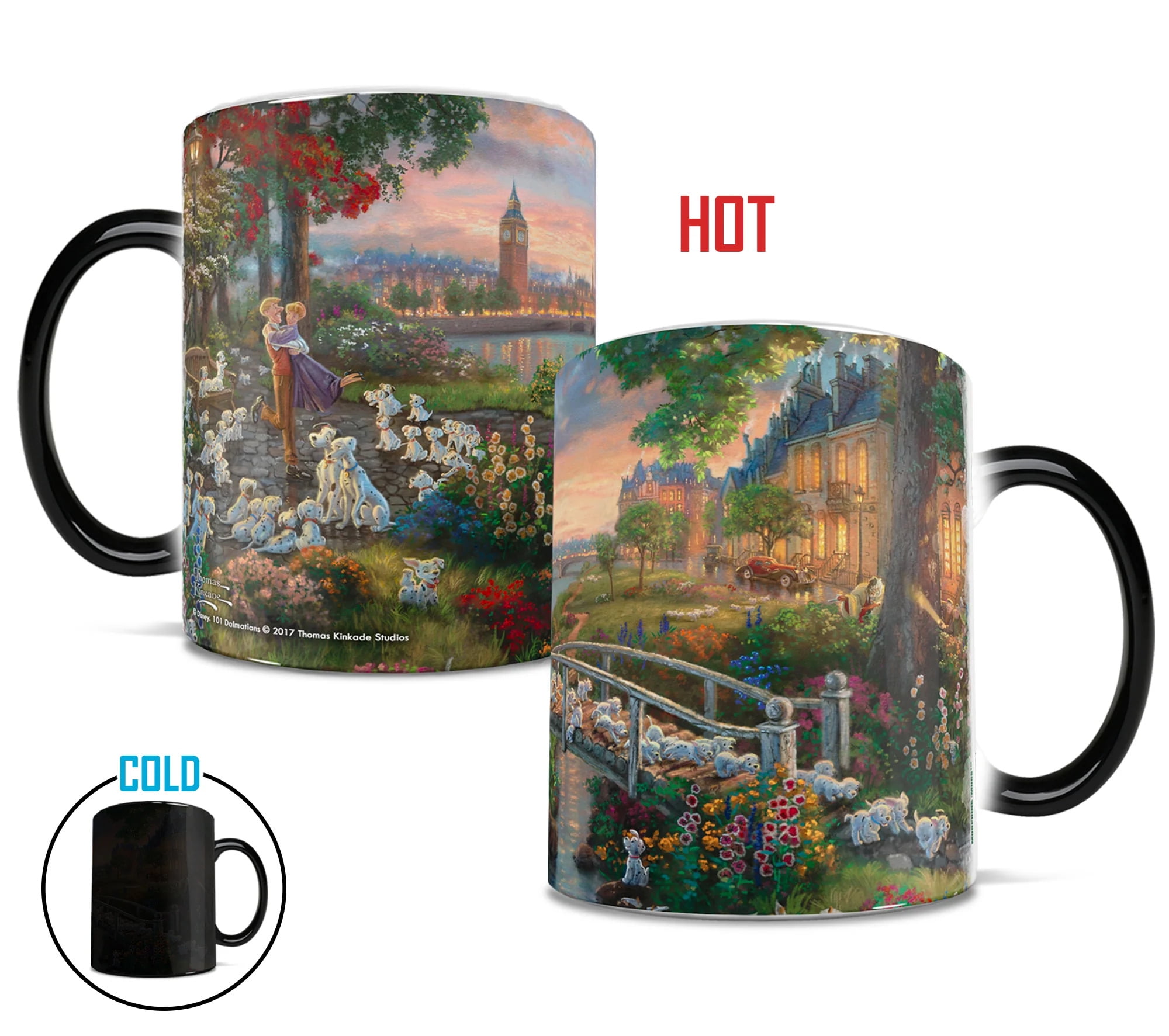 Morphing Mugs Thomas Kinkade Disney's 101 Dalmatians Painting Heat Reveal Ceramic Coffee Mug ...