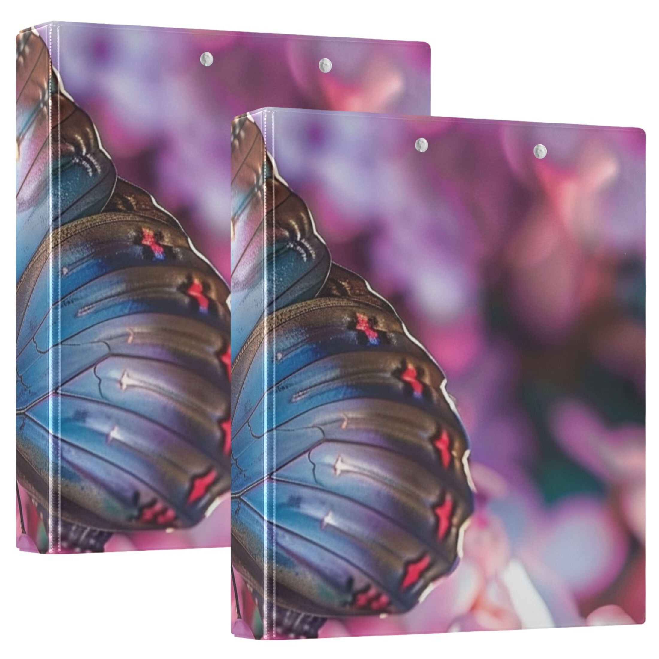 Morpho Butterfly on Flowers 3 Ring Hardcover Binders 1.5" Round Rings ...
