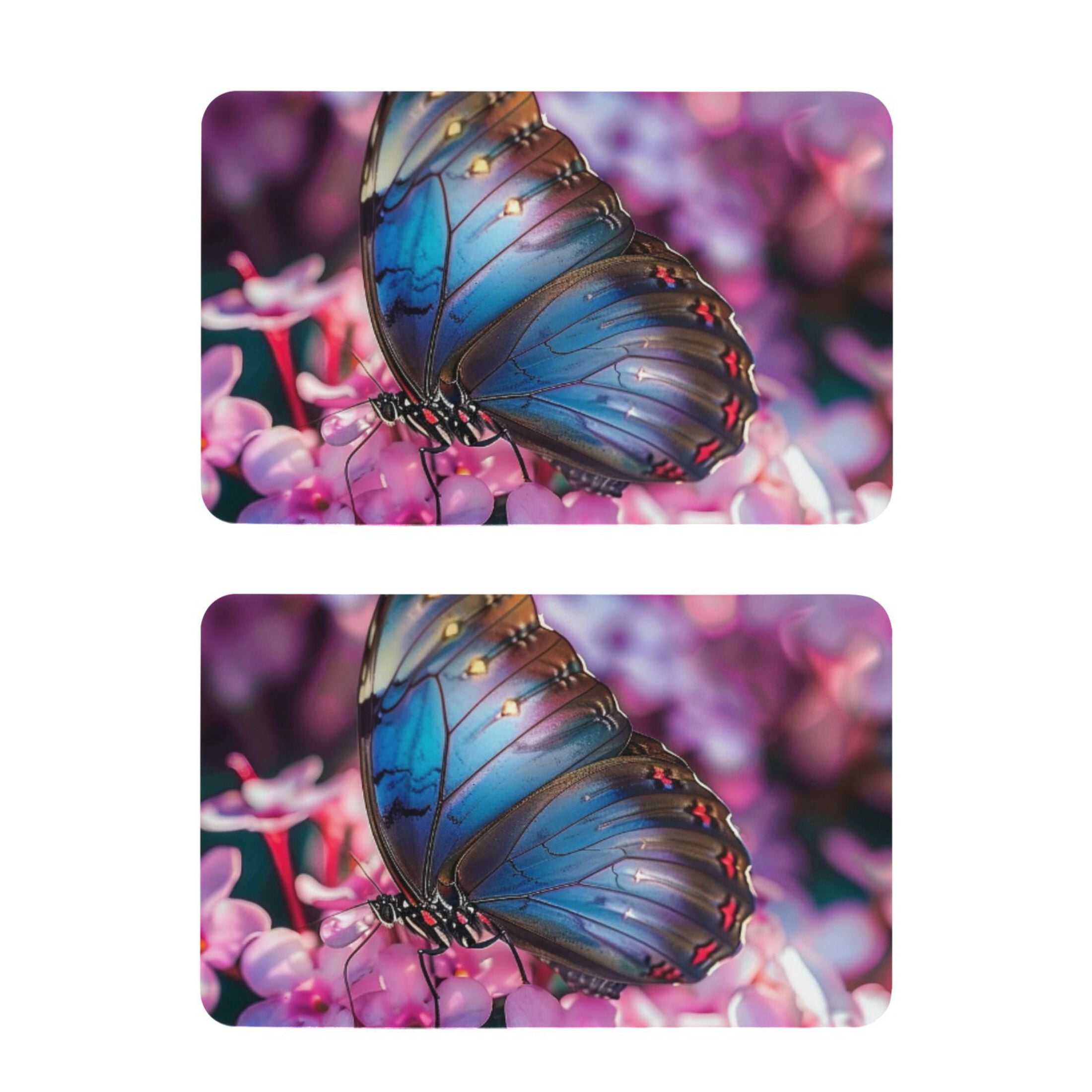 Morpho Butterfly on Flowers Refrigerator Magnet Stickers Square Fridge ...