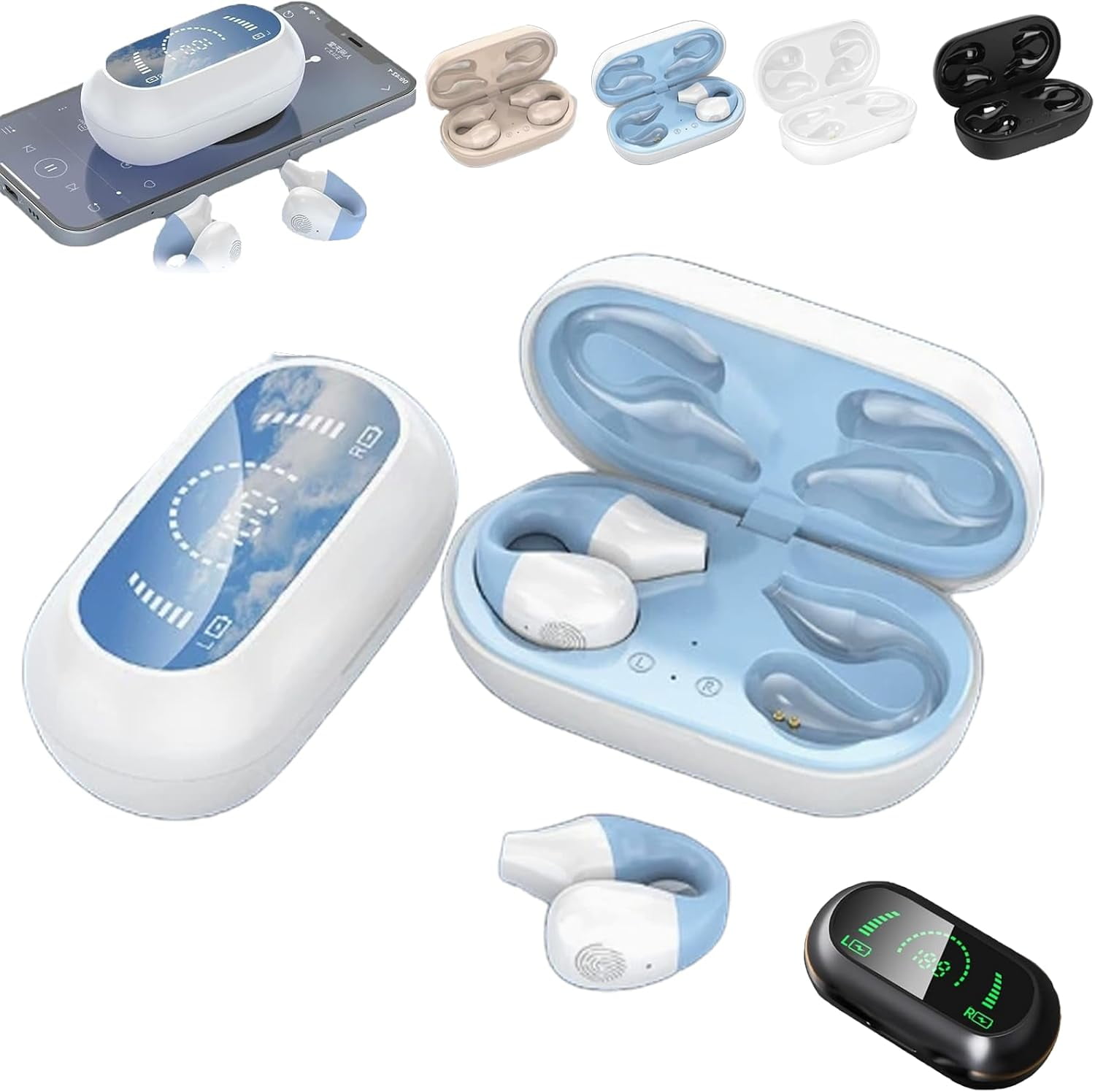 Morrat Ear Clip Headphones, 2025 New V5.2 with LED Intelligent Display ...