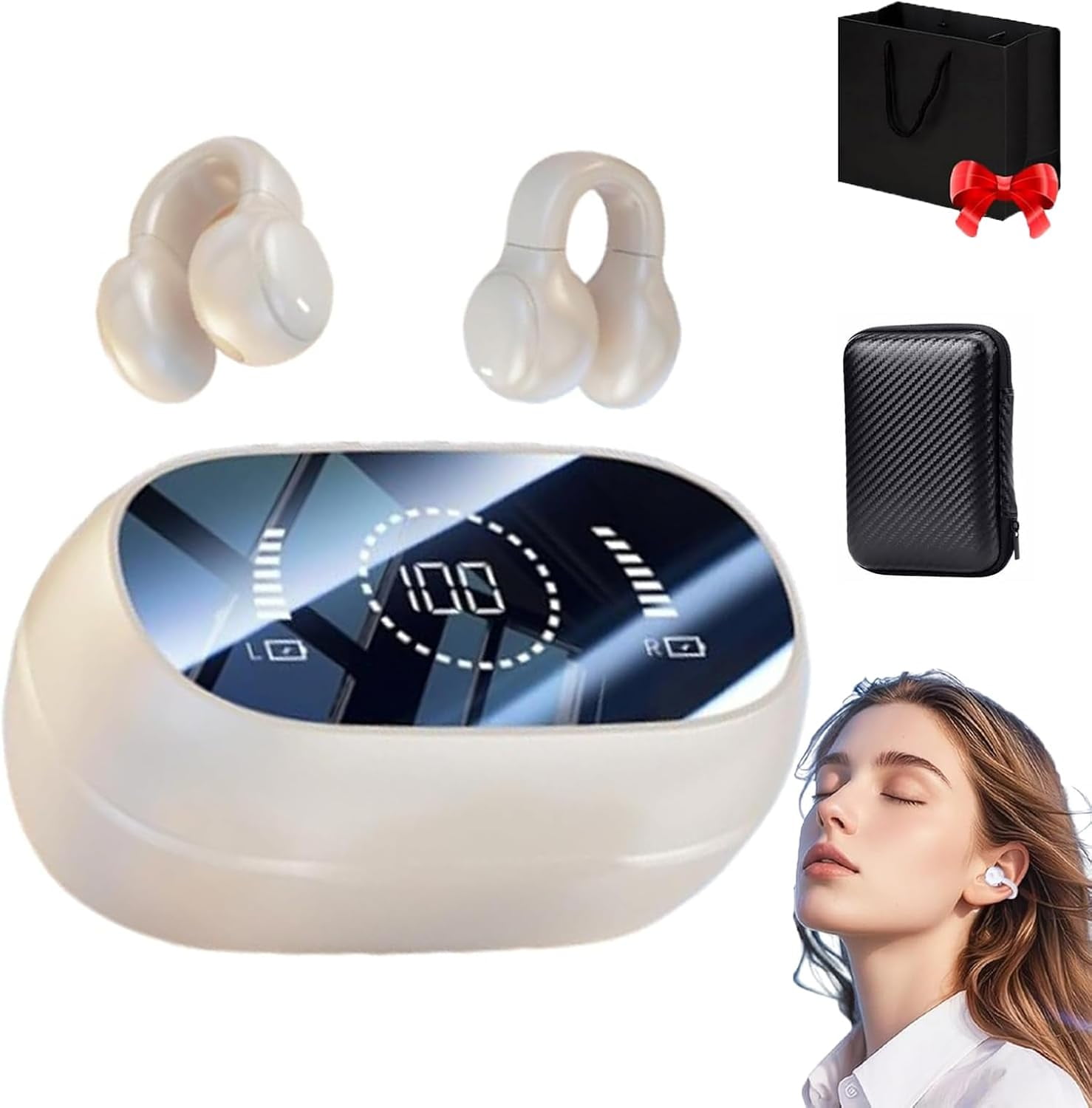 Morrat Ear Clip Headphones, Morrat Wireless Ear Clip Bone Conduction ...