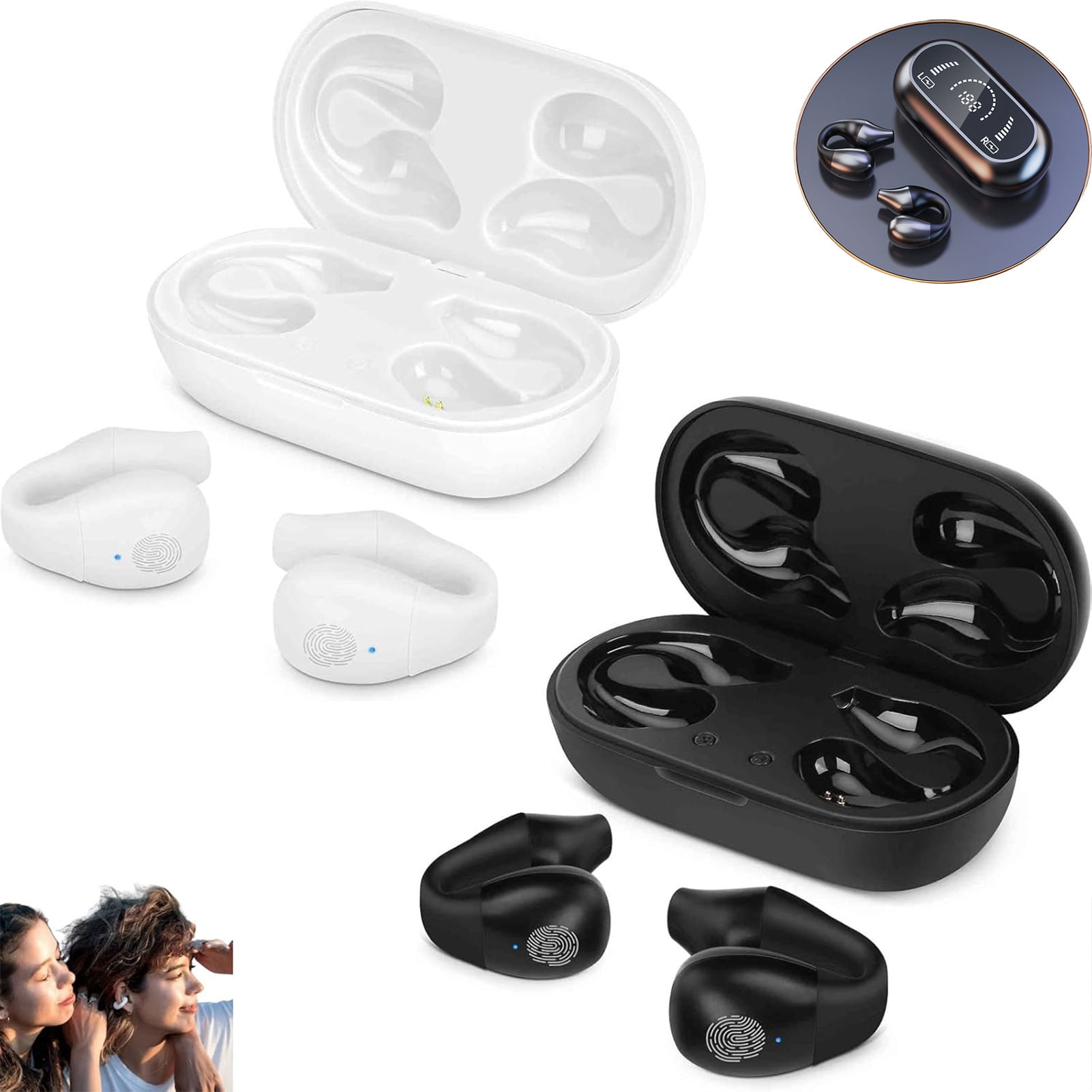 Morrat Ear Clip Headphones, Wireless Ear Clip Bone Conduction ...