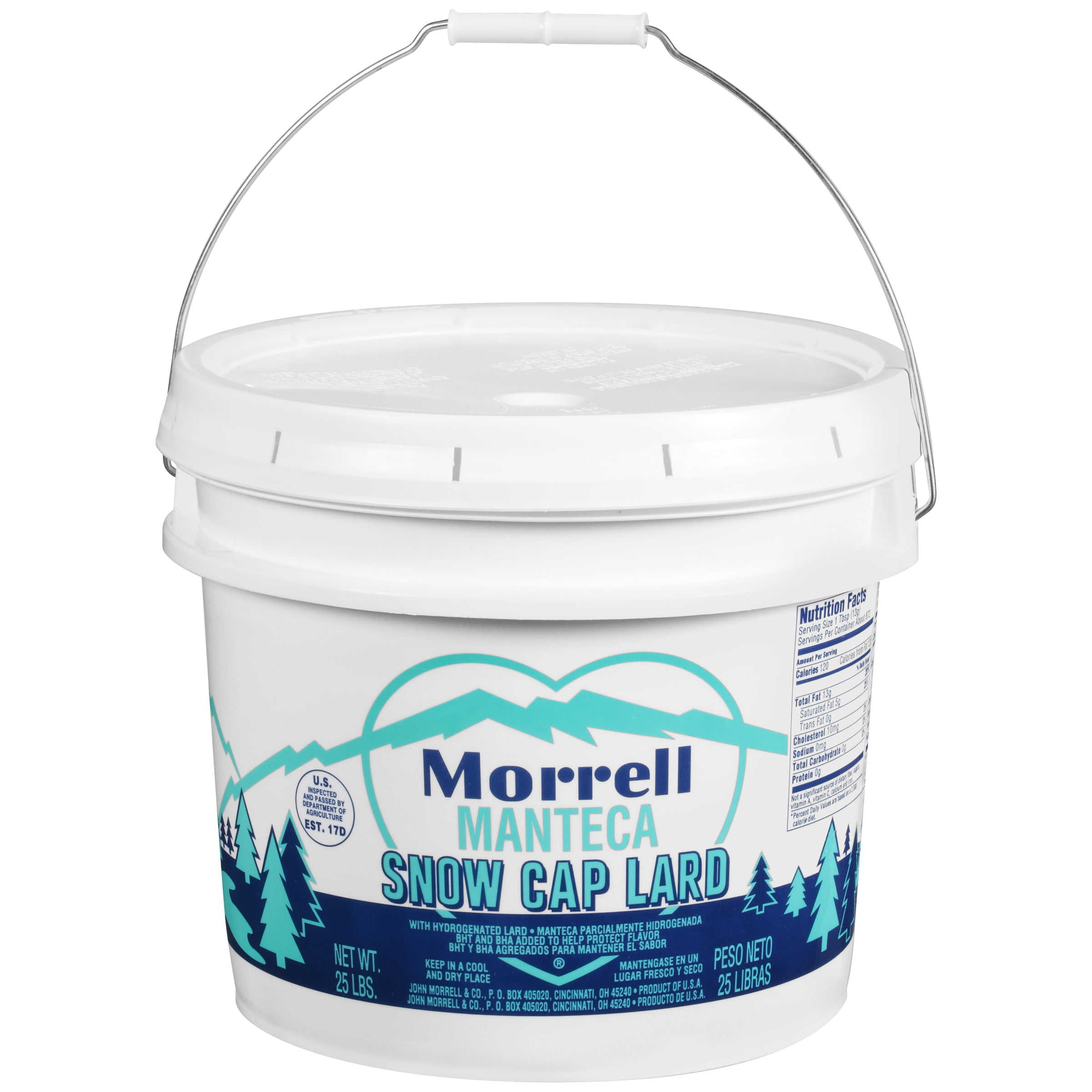 John Morrell Snow Cap Lard 25 lb Pail for Baking, Frying, and Roasting ...