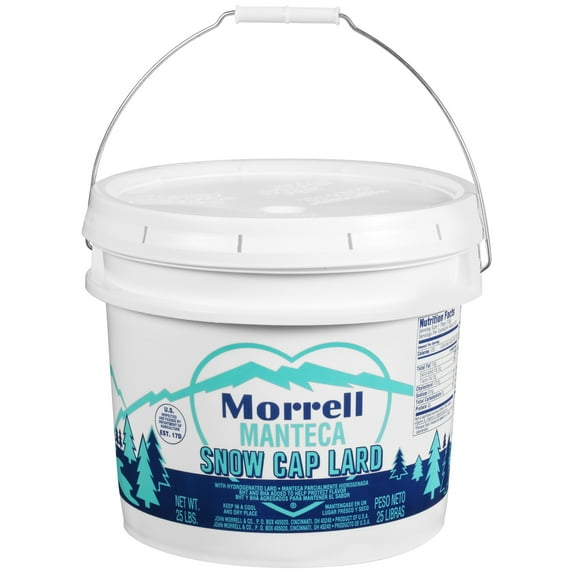 John Morrell Snow Cap Lard 25 lb Pail for Baking, Frying, and Roasting ...