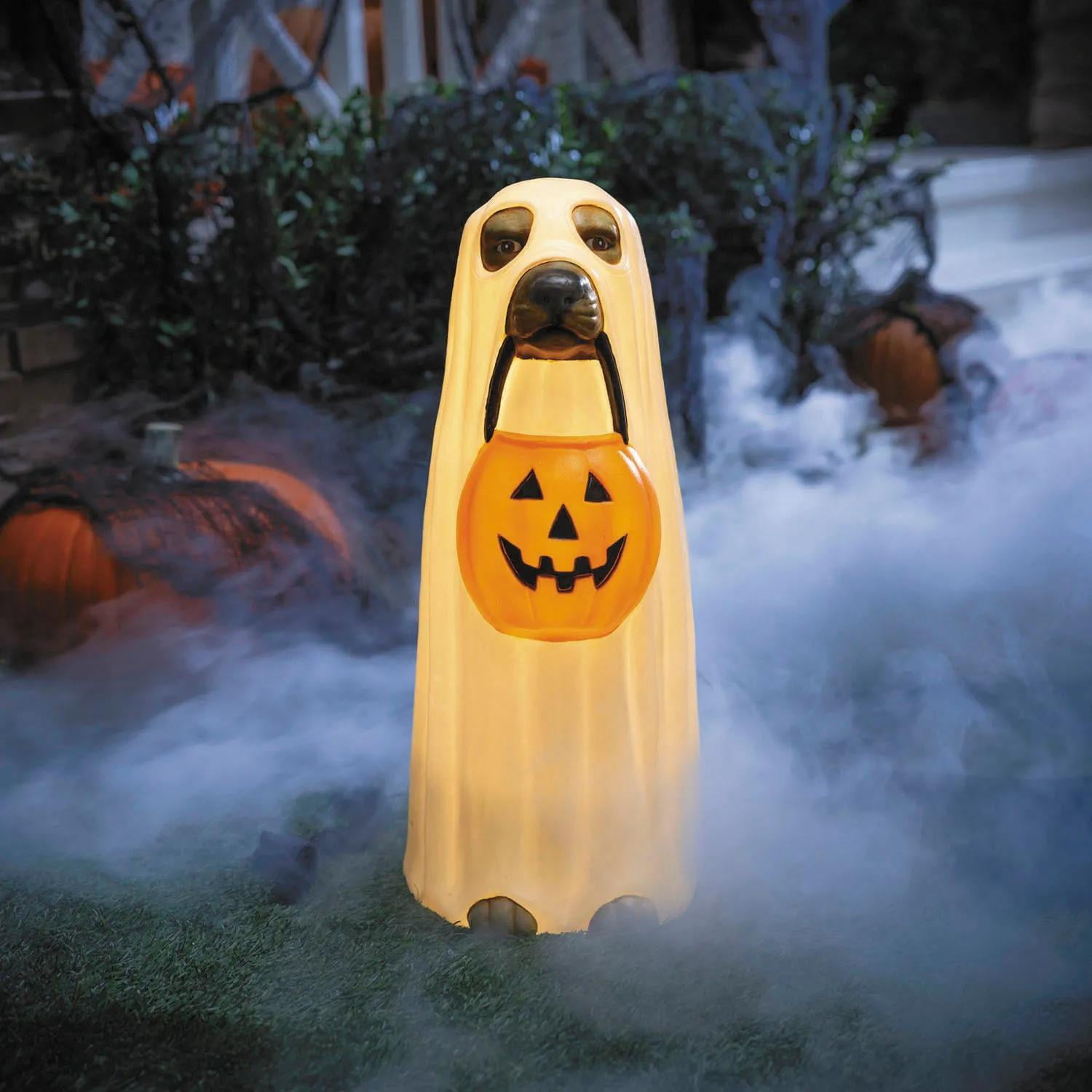 23 1/4" Light-Up Ghost Dog Blow Mold with C7 LED Halloween Decoration ...