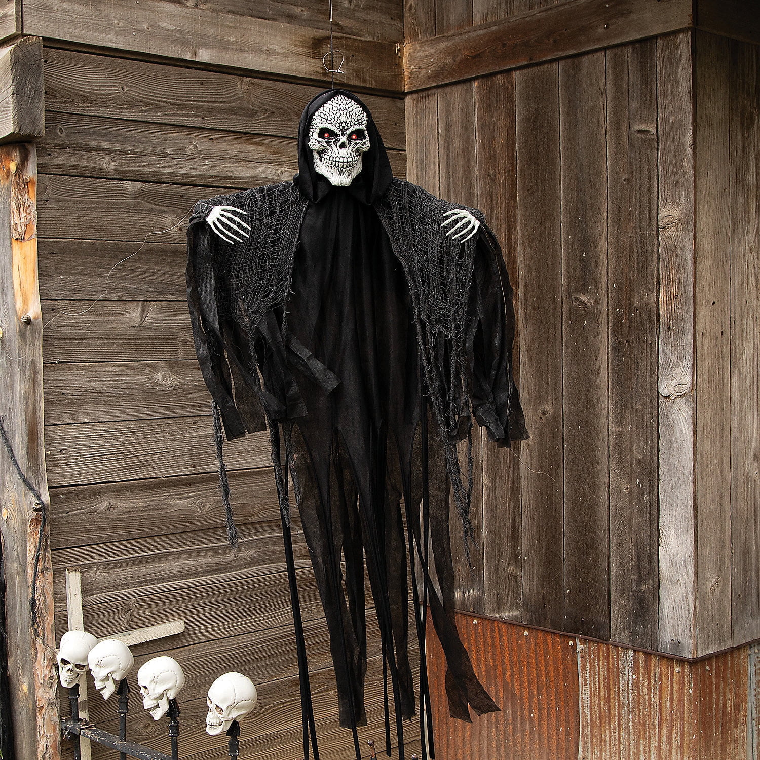 Morris Costumes 3.9 ft Animated & Light-Up Hanging Skeletal Reaper in ...