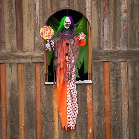 4 Ft. 5 1/4" Hanging Light-Up Clown Animated Prop Halloween Decoration ...
