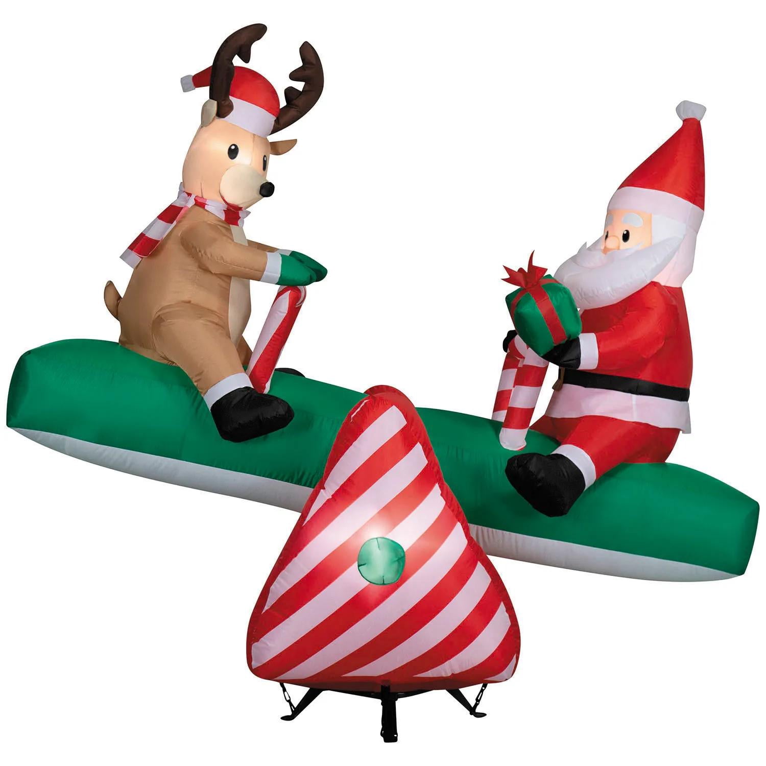 5 Ft. 6" Airblown Inflatable Animated Santa & Reindeer on a Teeter ...