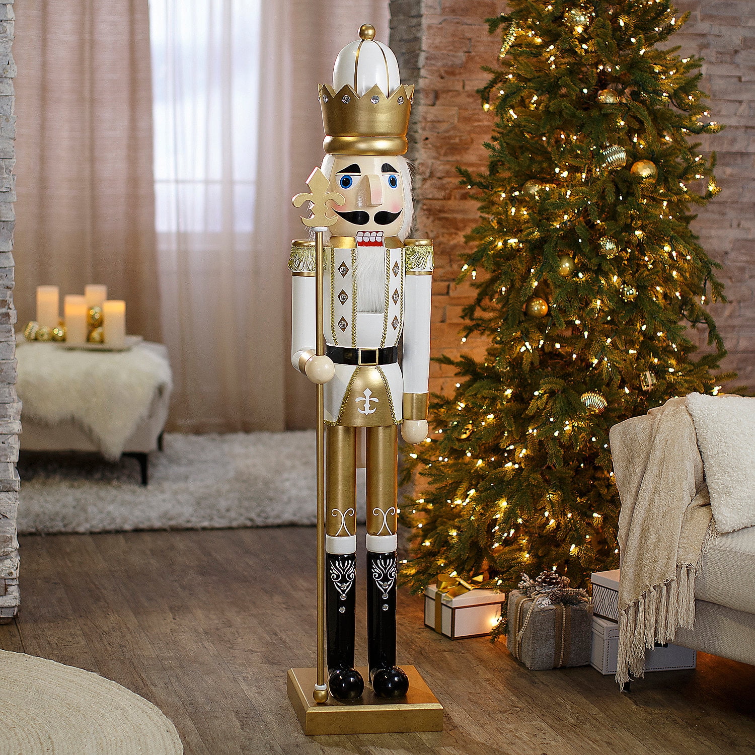 Morris Costumes Giant Classic Gold Wood Holiday Nutcracker with Scepter ...
