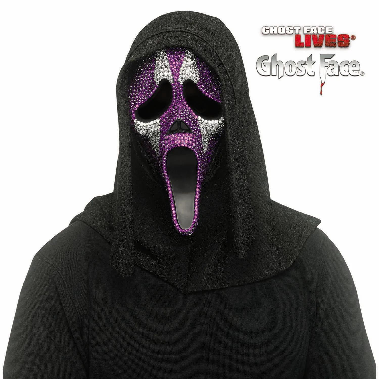 Fun World Ghost Face Men's Bling Jester Halloween Costume Mask - White ...
