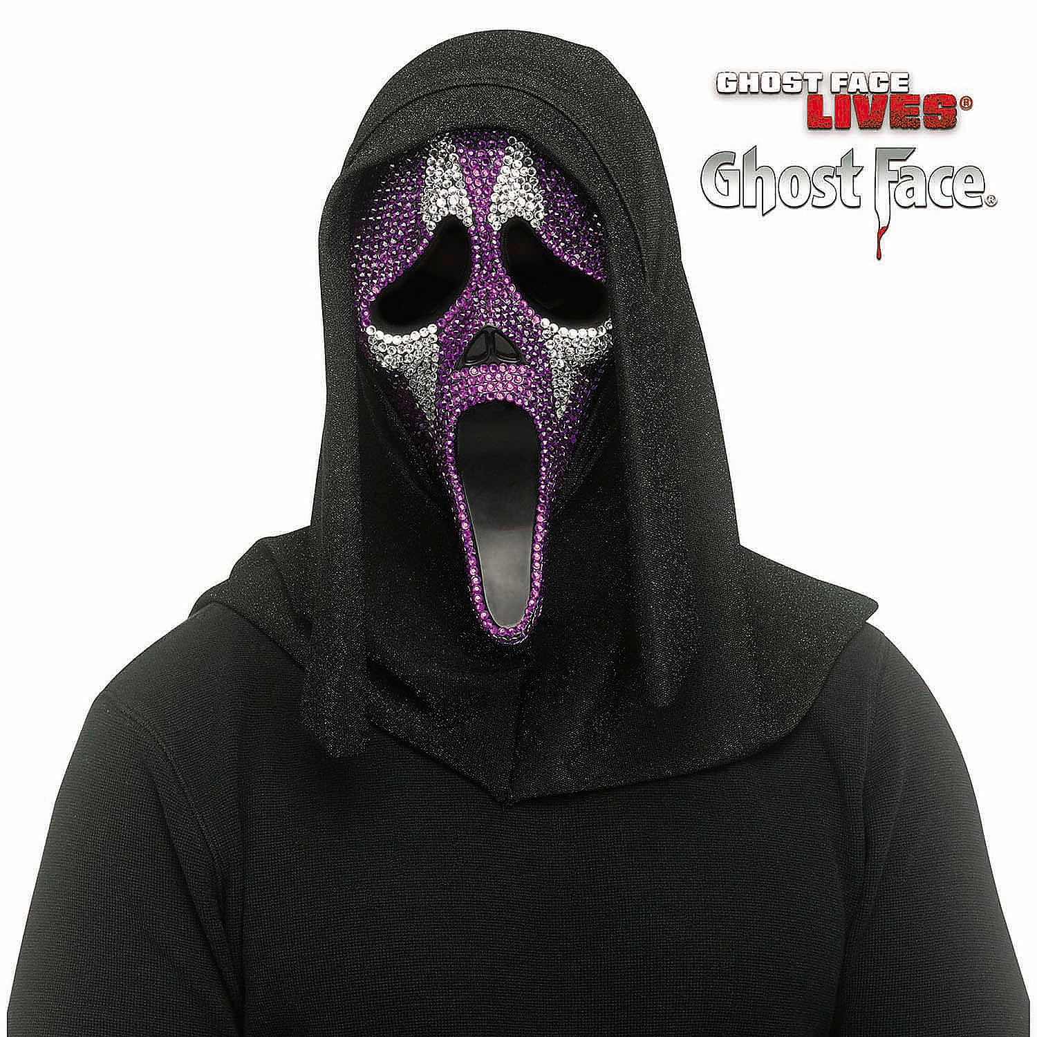 Fun World Ghost Face Men's Bling Jester Halloween Costume Mask - White ...