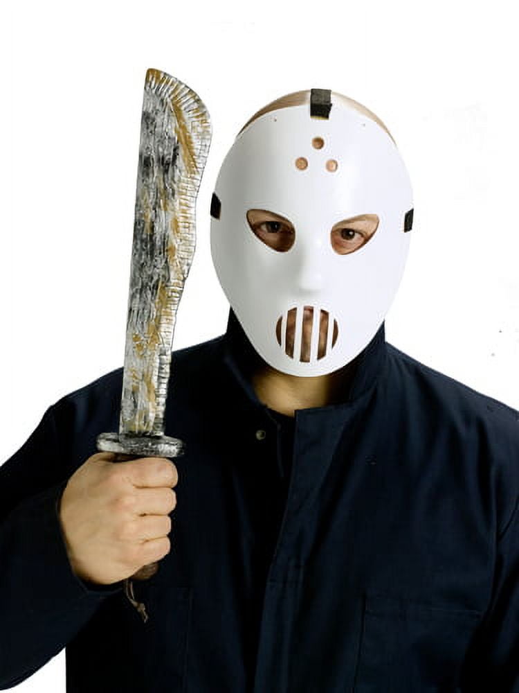 Morris Costumes - s White Hockey Mask & Machete Set Costume ...