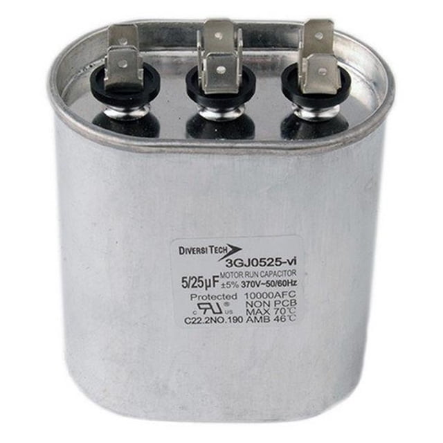 Diversitech 3GJ0525 Motor Run Capacitor,Oval, 25+5uf 370V - Walmart ...