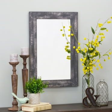 "Aspire Serenad Farmhouse Wall Mirror, Rustic Decor, Distressed White ...