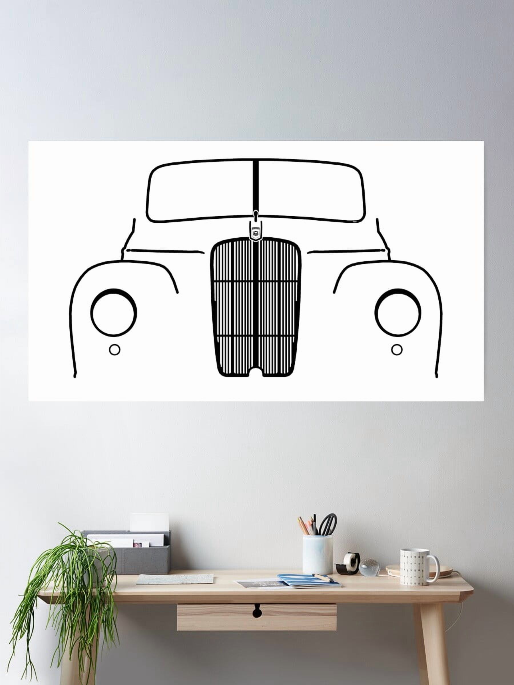 Morris Six Ms 1940S-1950S British Classic Car Outline Black Poster Wall ...