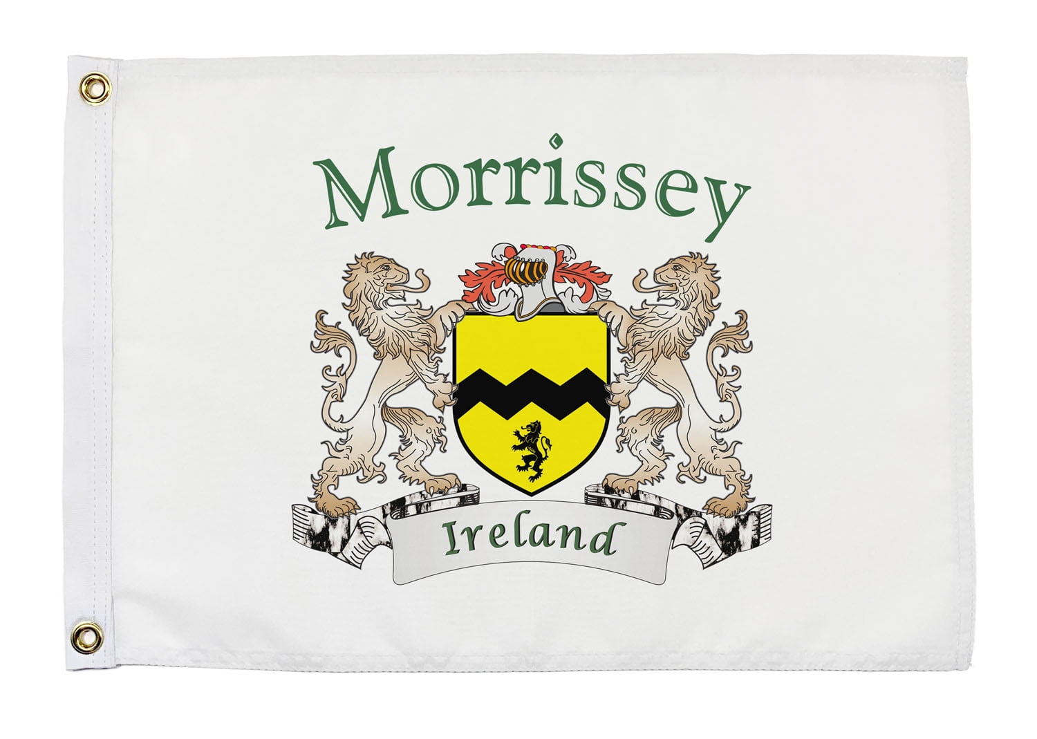 Morrissey Irish Coat of Arms Small White Flag - 16"x10.5" inches ...