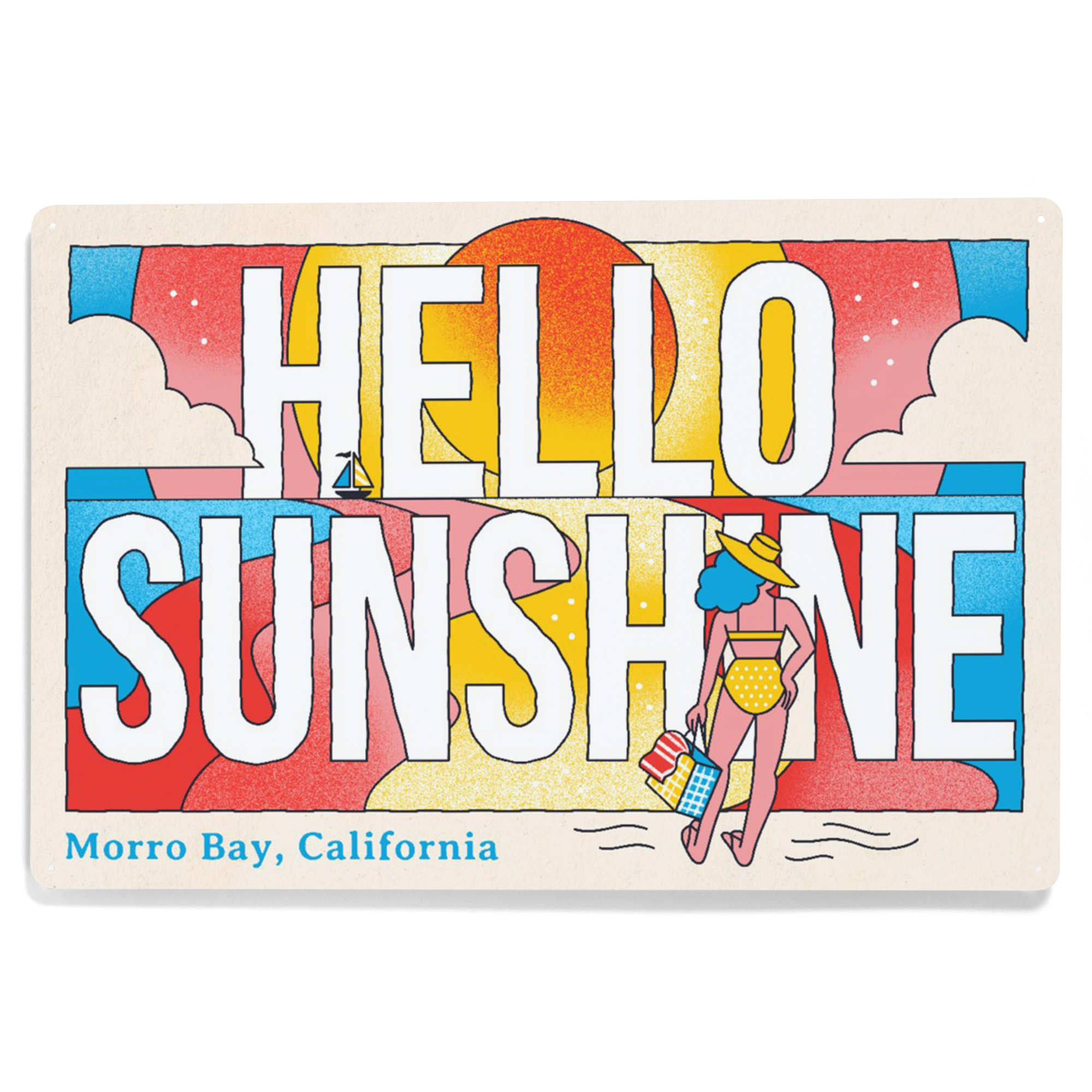 Morro Bay, California, 70s Sunshine Collection, Hello Sunshine (12x18 ...