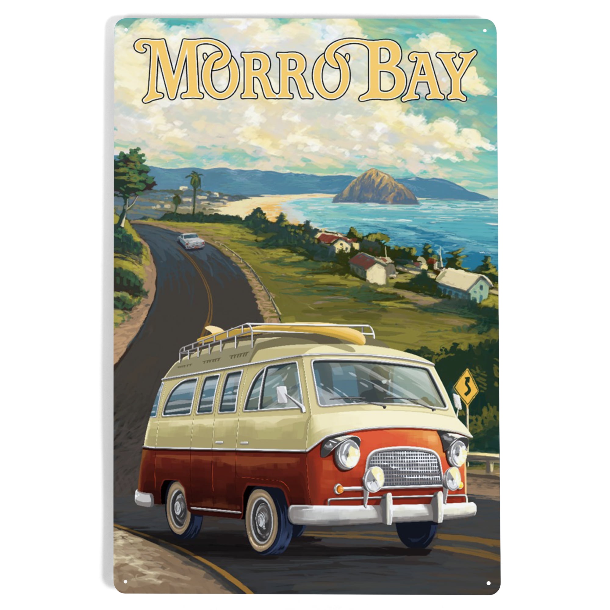Morro Bay, California, Camper Van (12x18 Aluminum Art, Indoor Outdoor ...