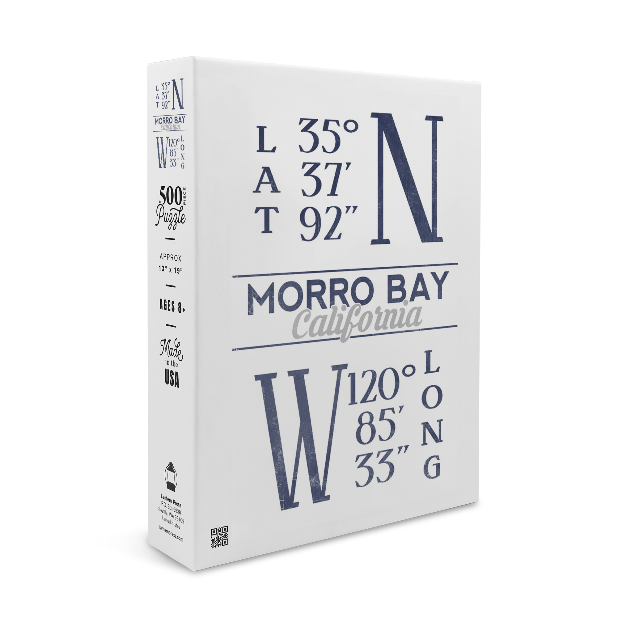Morro Bay, California, Latitude and Longitude (Blue) (19x27 inches ...