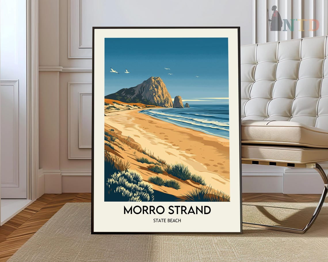 Morro Strand California Travel Print, Morro Bay Wall Art Coastal Living ...