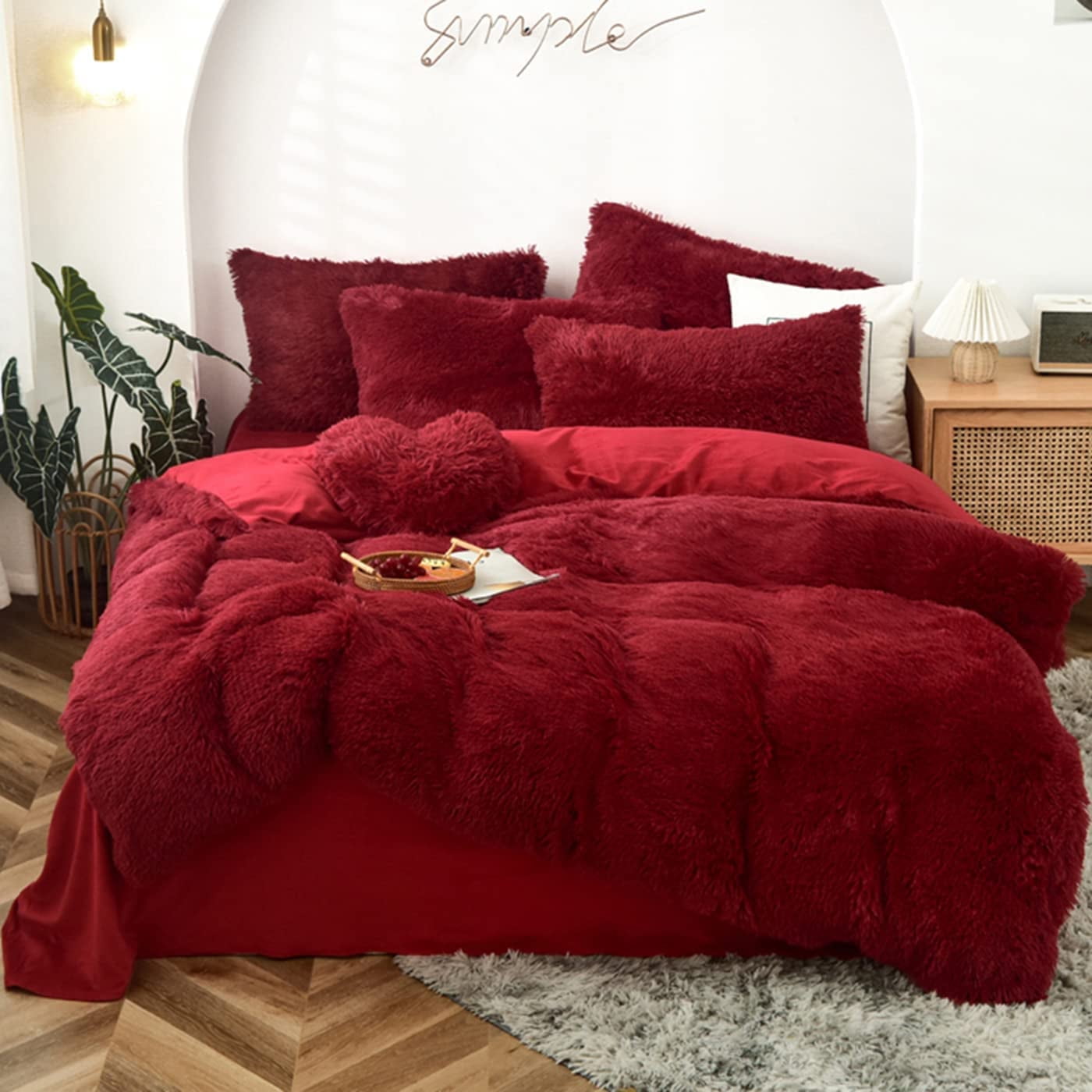 MorroMorn 5 PCS Shaggy Duvet Cover Bedding Set - Fluffy Comforter Cover ...