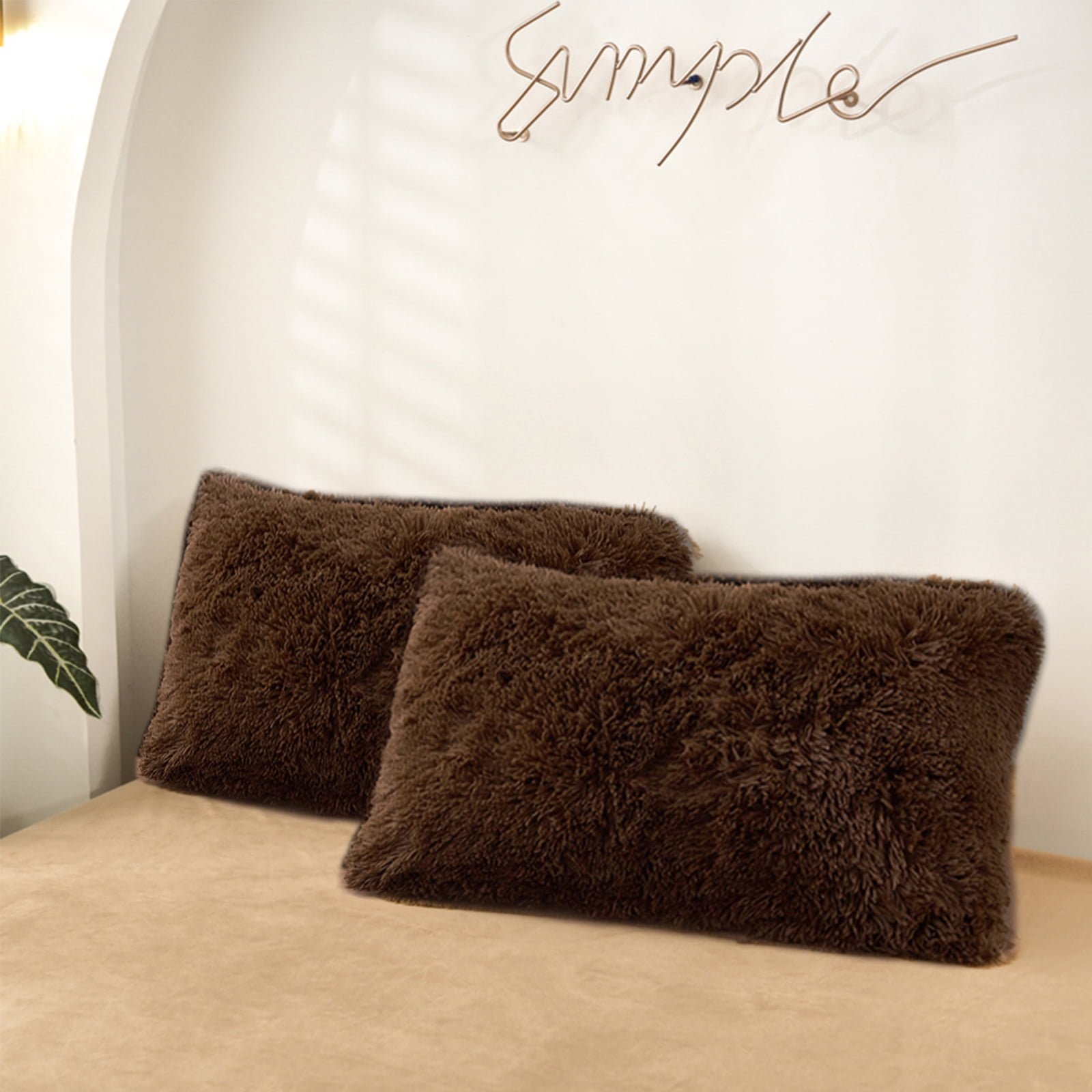 MorroMorn Decorative Pillows Covers, 2 Packs Faux Fur Pillow Cases ...