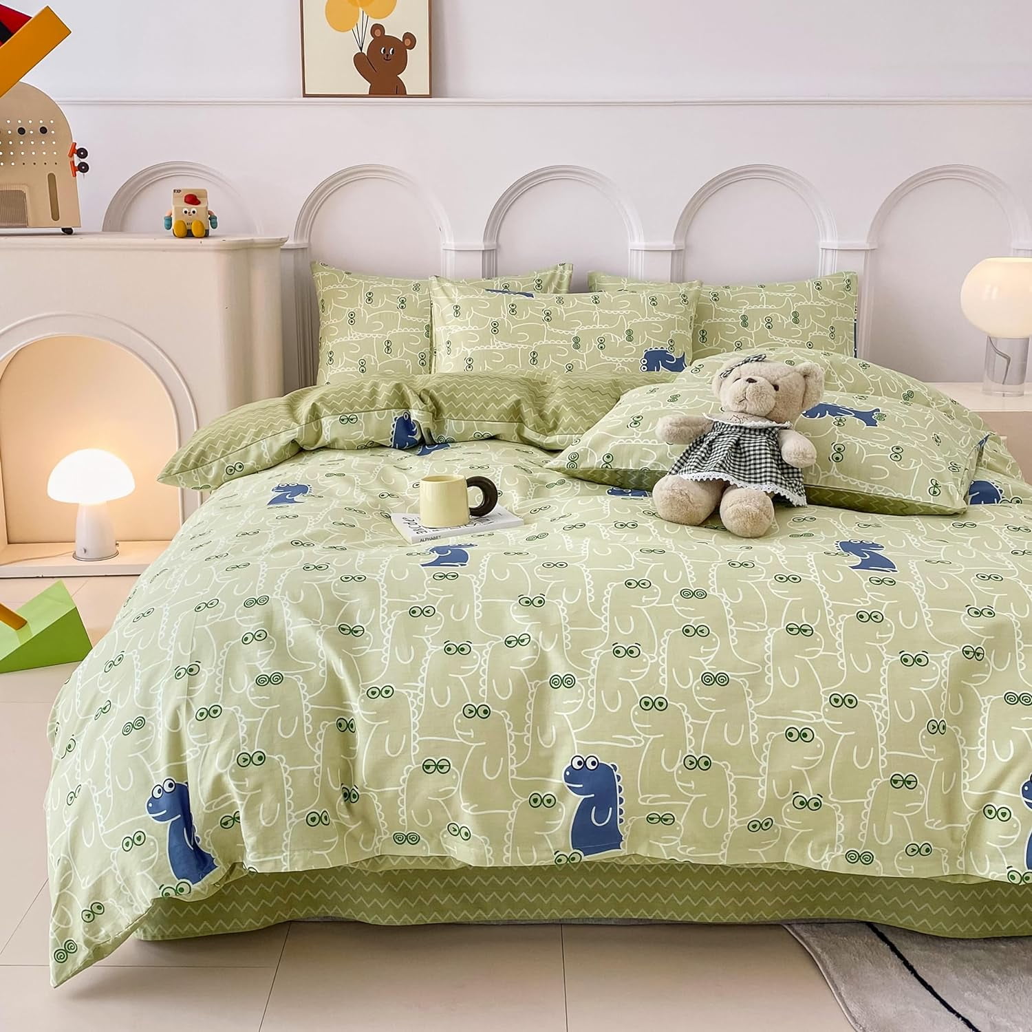 MorroMorn Green Duvet Cover Queen for Boys 100% Organic Cotton, 3 Pcs ...