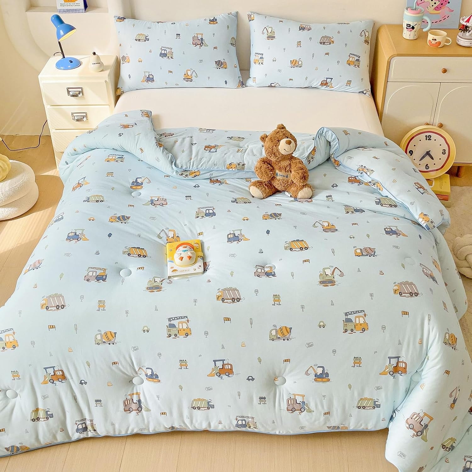 MorroMorn Super Soft Comforters Queen Size Bed Set, 3 PCS Baby Blue ...