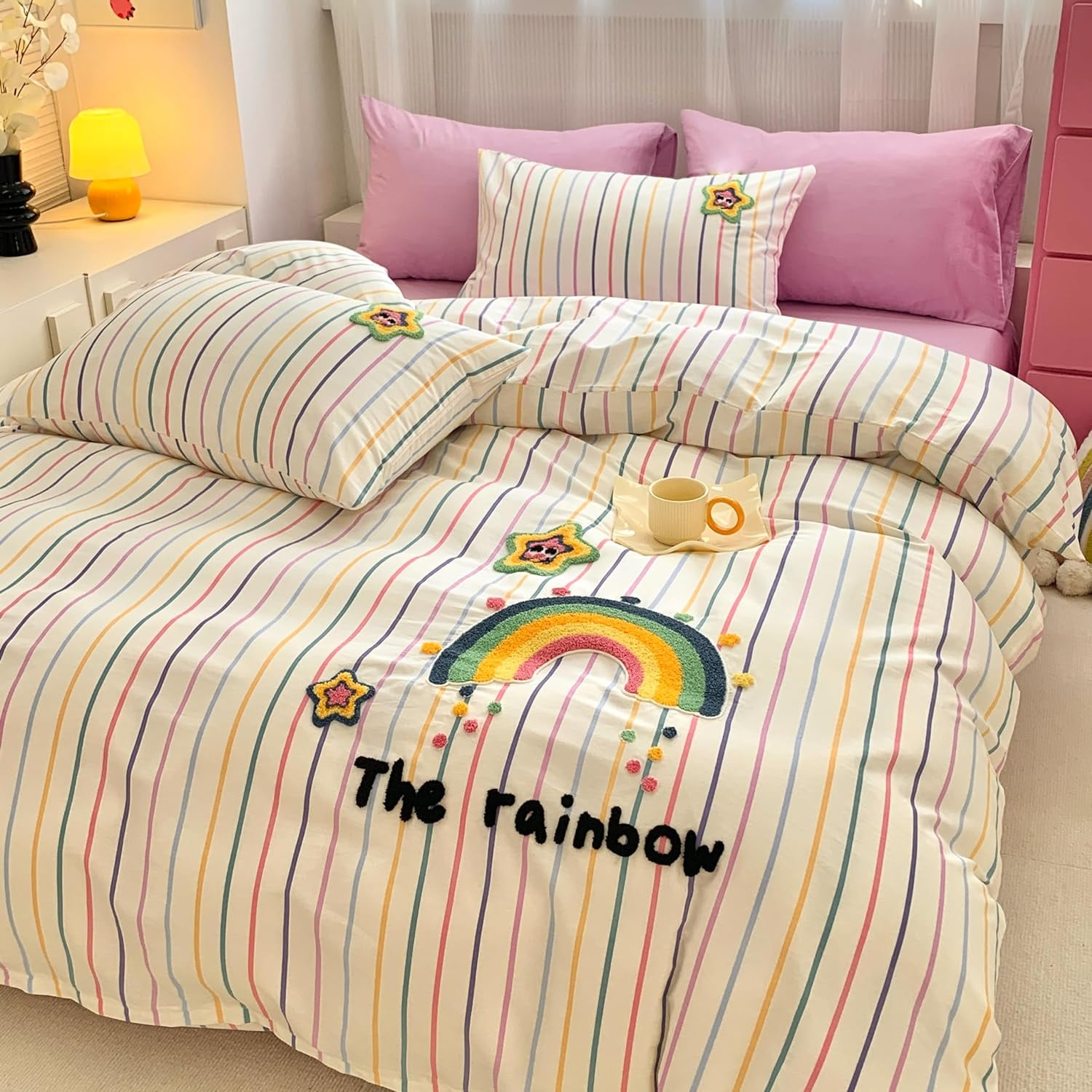 MorroMorn Twin Duvet Cover Cotton, 3D Embroidery Twin Bedding Sets All ...