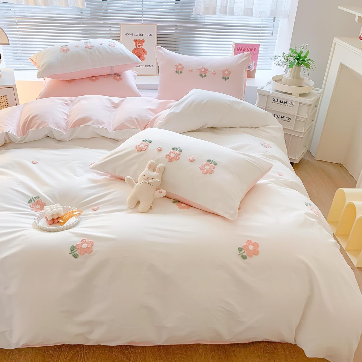 MorroMorn Twin Duvet Cover Cotton, 3D Embroidery Twin Bedding Sets ...