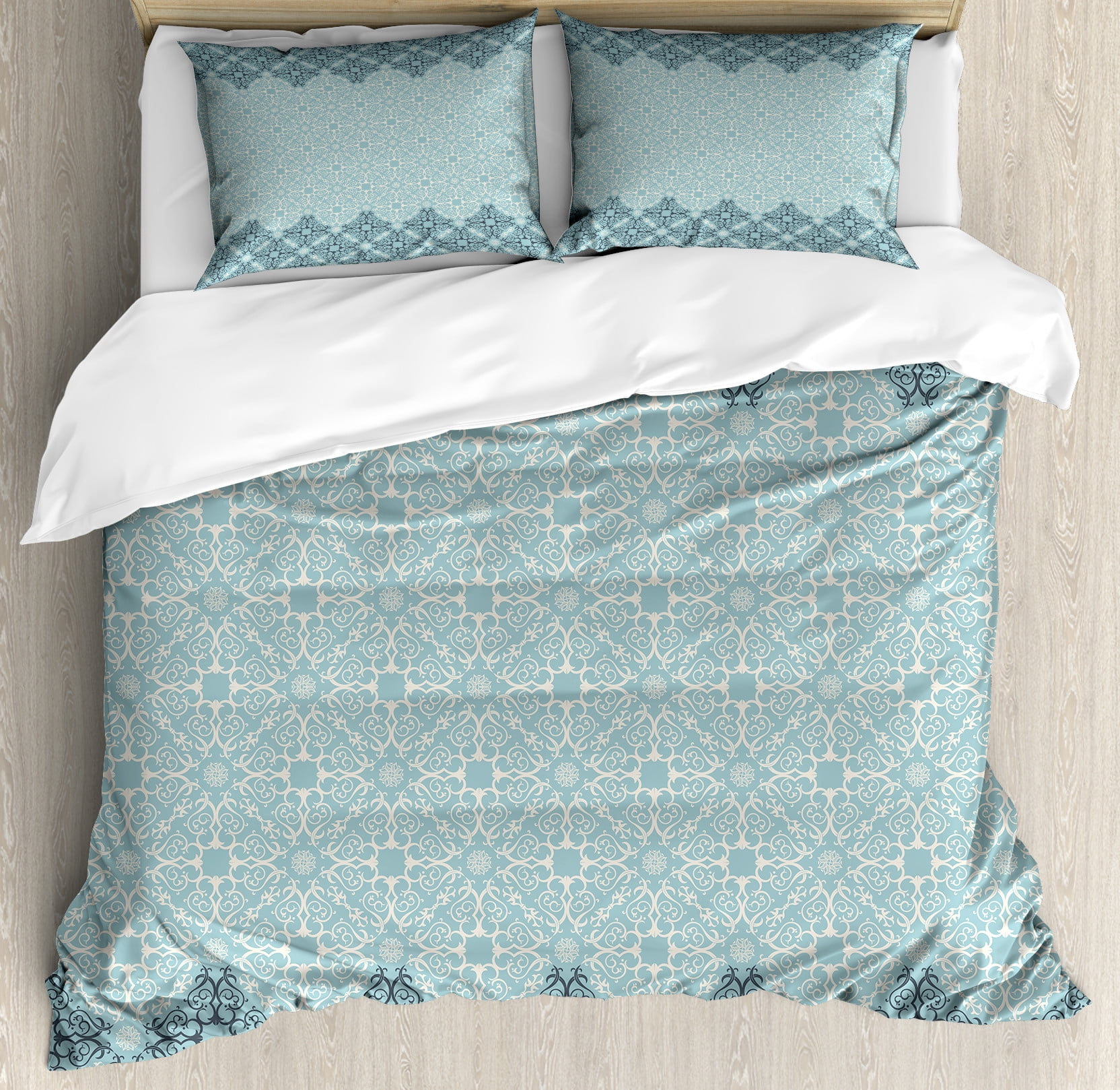 Morrocan Duvet Cover Set, Modern Design Eastern Style Forms Ivy Frame ...