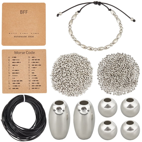 Morse Code Bracelets Bead Bulk Beading Bracelet Making Kits Silver Ccb ...