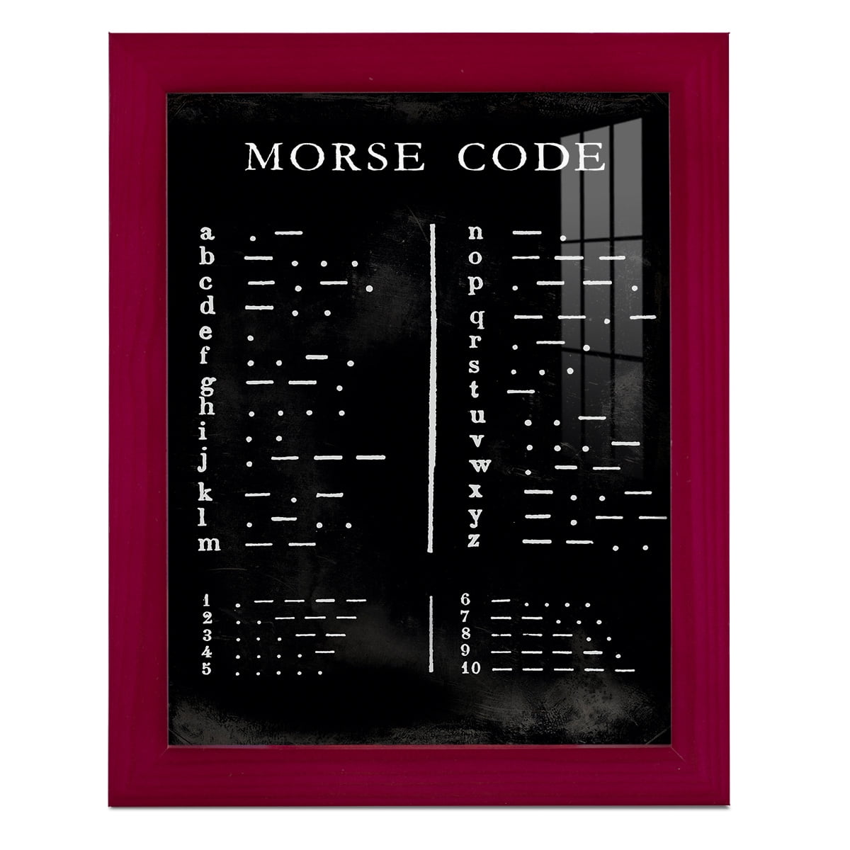 Morse Code Chart - Framed Print w/glass - Cherry Red - Walmart.com