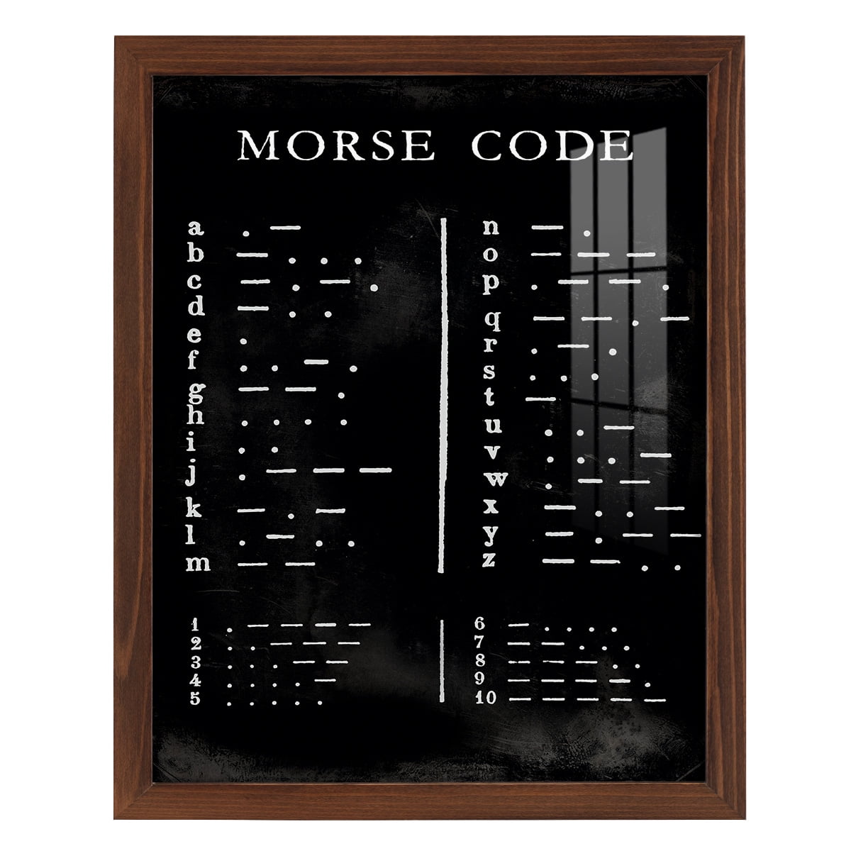 Morse Code Chart - Framed Print w/glass - Chestnut - Walmart.com